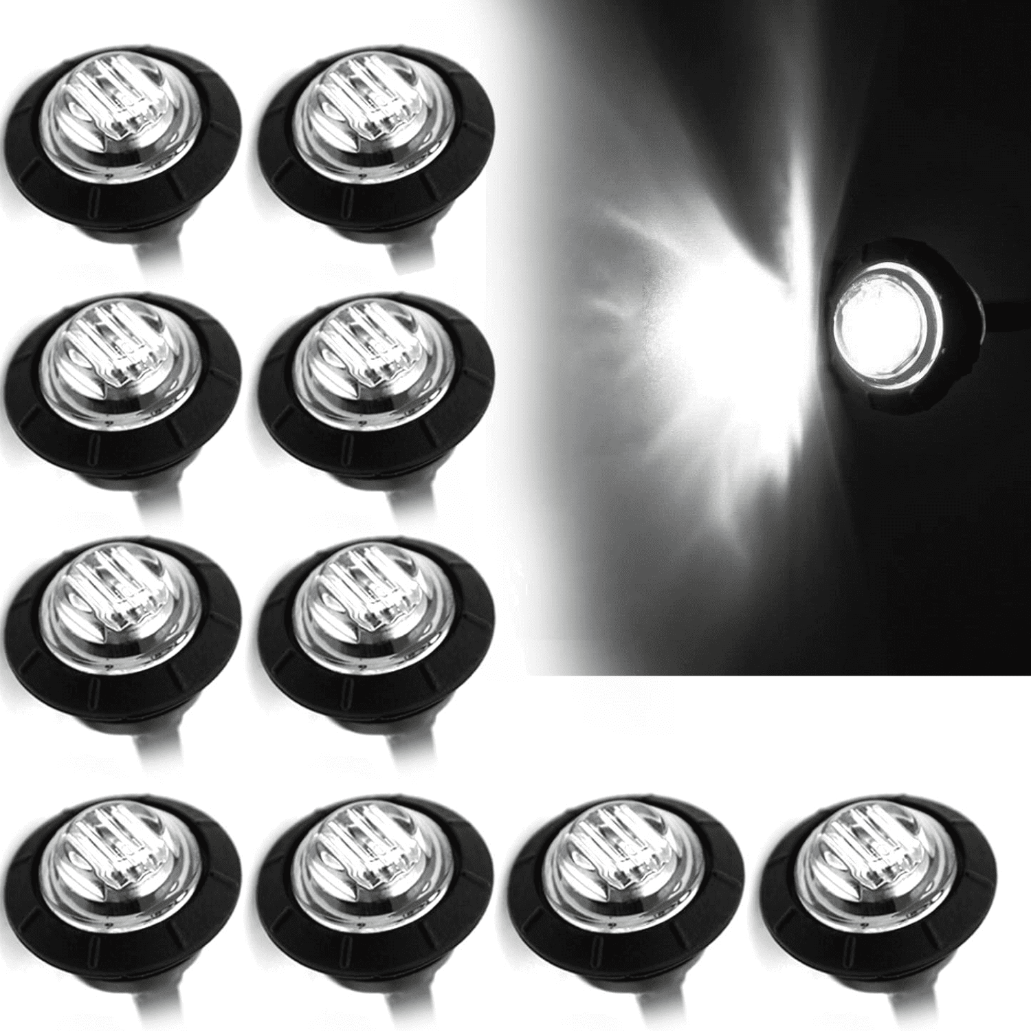 10Pack Round LED Clearence Light Front Rear Side Marker Indicators ...