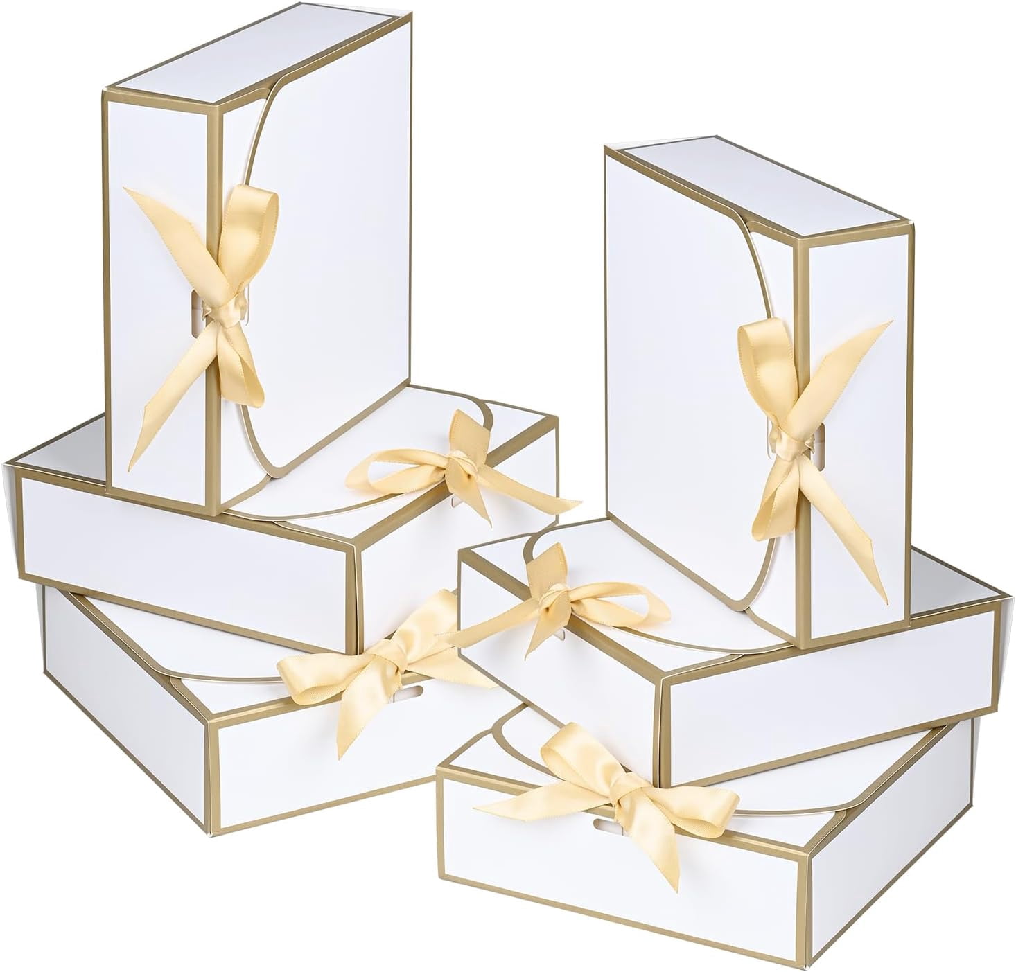 10Pack Small Gift Boxes, 6.5''x6.5''x2'' White Boxes with Ribbon, for ...