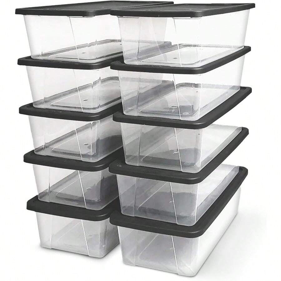 10Pack Snaplock Small Clear Plastic Storage Organizer Bins W Lids 6 ...