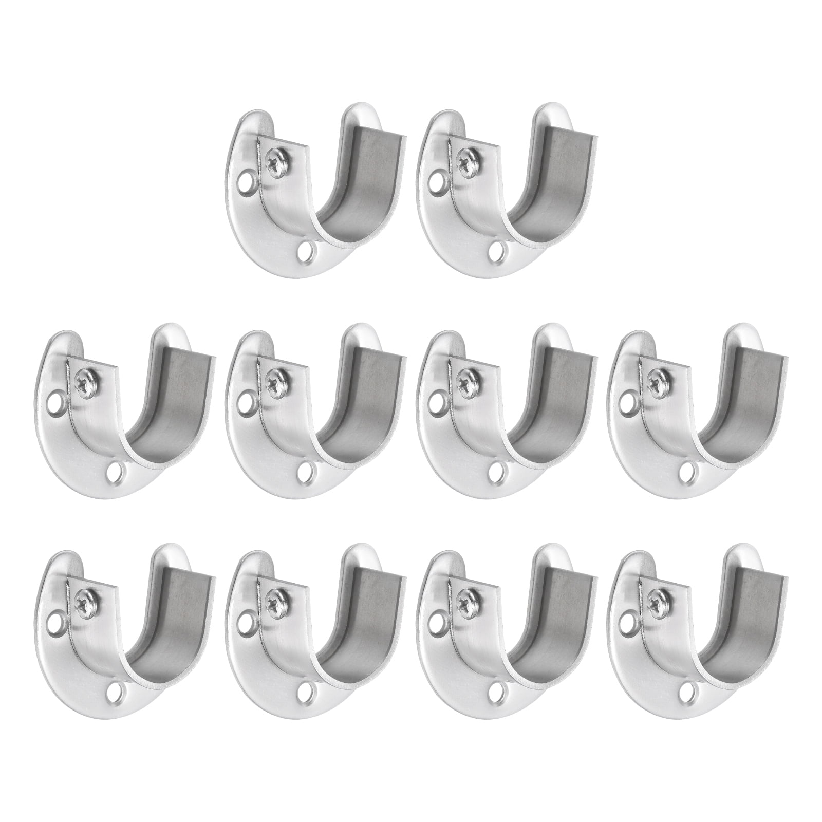10Pack Stainless Steel Closet Rod Brackets, 1-1/4 Inch Dia U Shaped ...