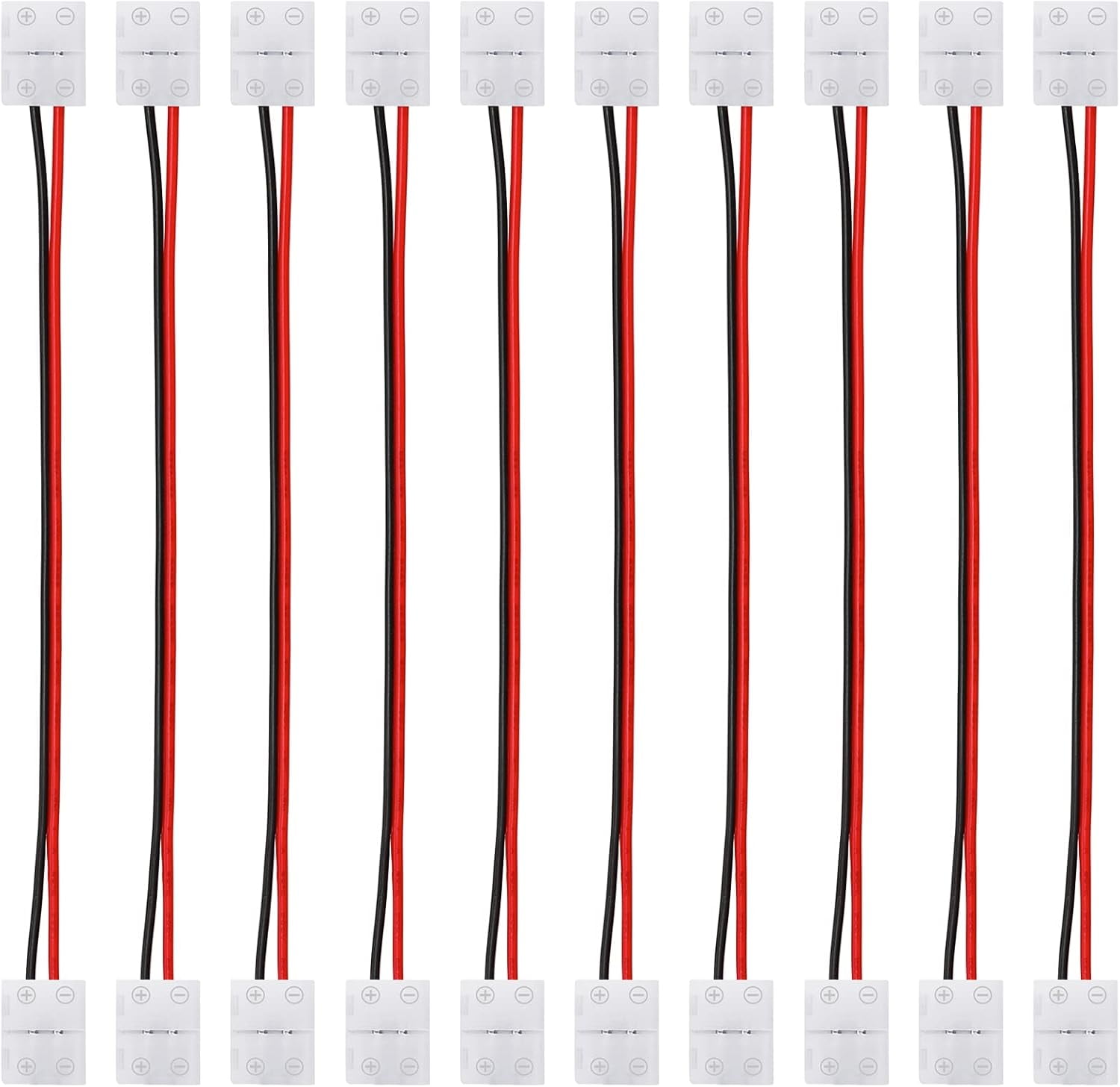 10Pack Strip to Strip with Wire Solderless Snap Down 2Pin 8MM Strip ...