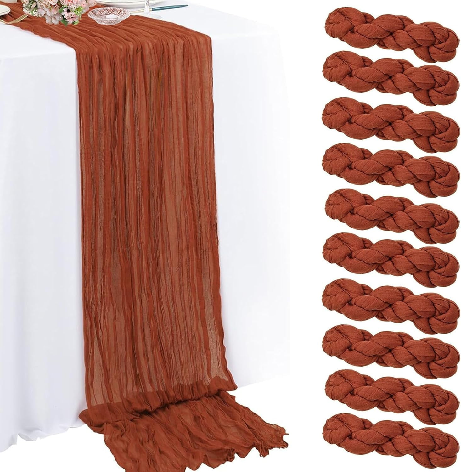 10Pack Terracotta Cheesecloth Table Runner Terracotta Table Runner 10FT ...