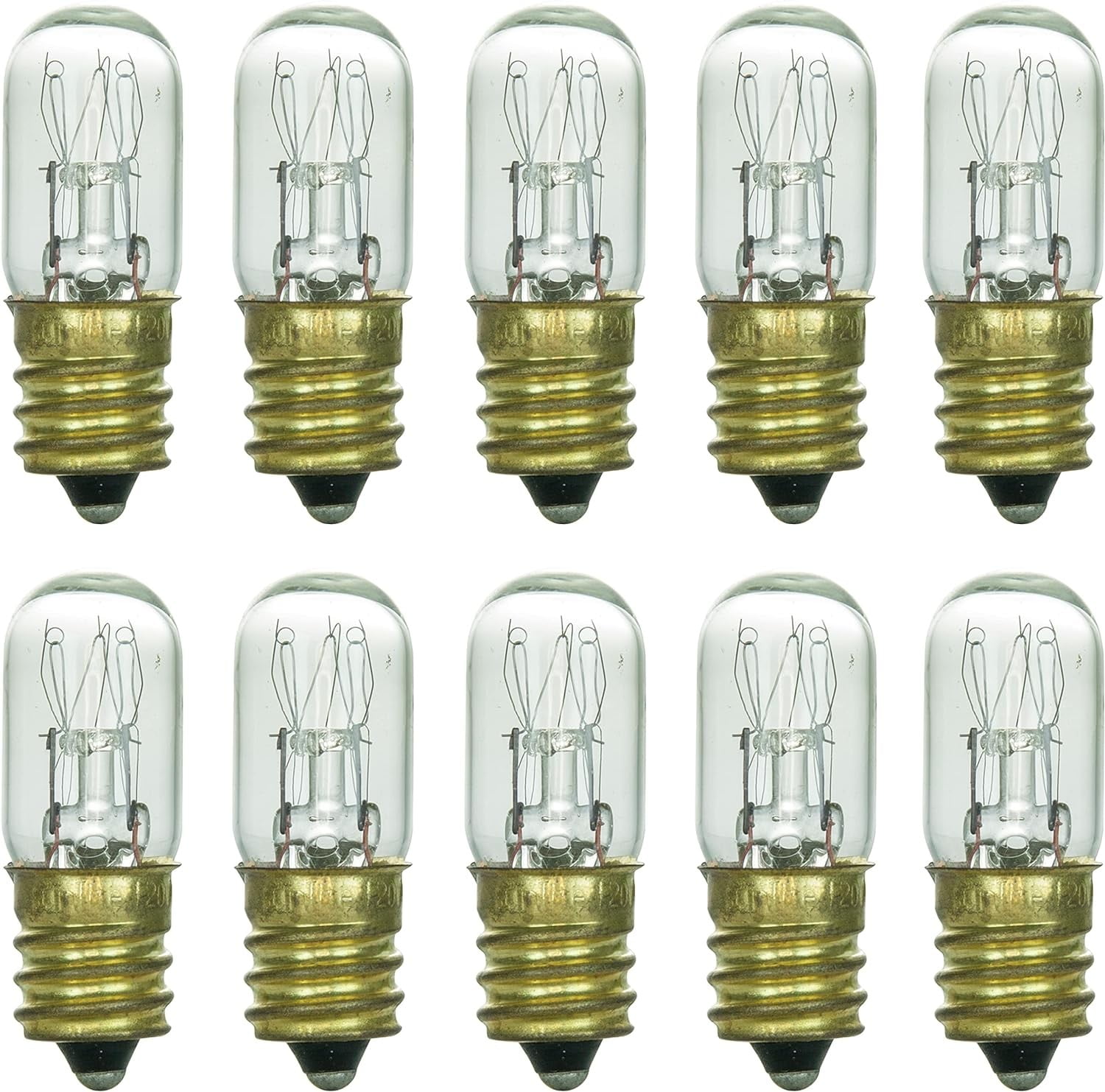 10Pack Tubular Light Bulbs, T4 Clear Tube Bulb, 15W, 2600K, 75LM, E12 ...