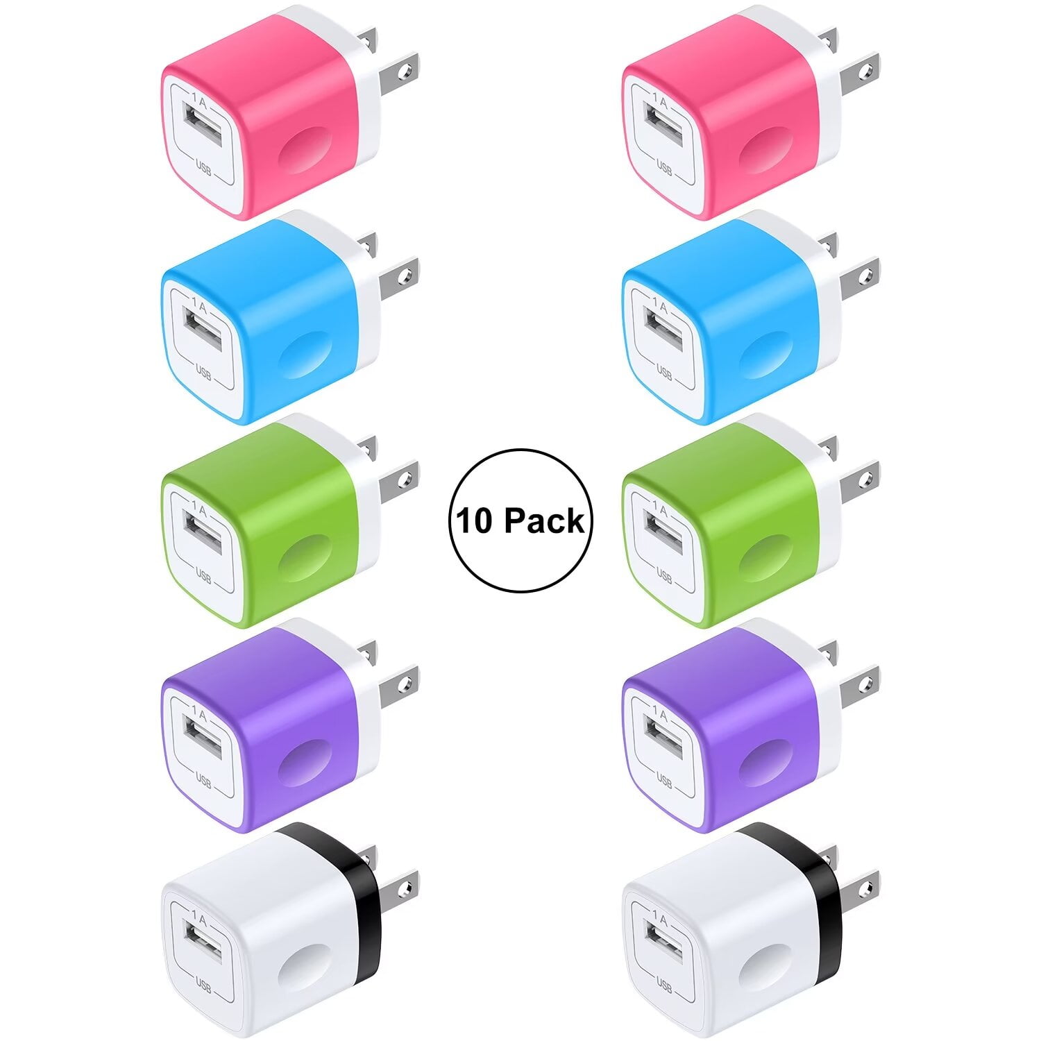 10Pack USB Wall Charger Block Adapter Plug,HopePow 5V/1A/ Wall Charger ...