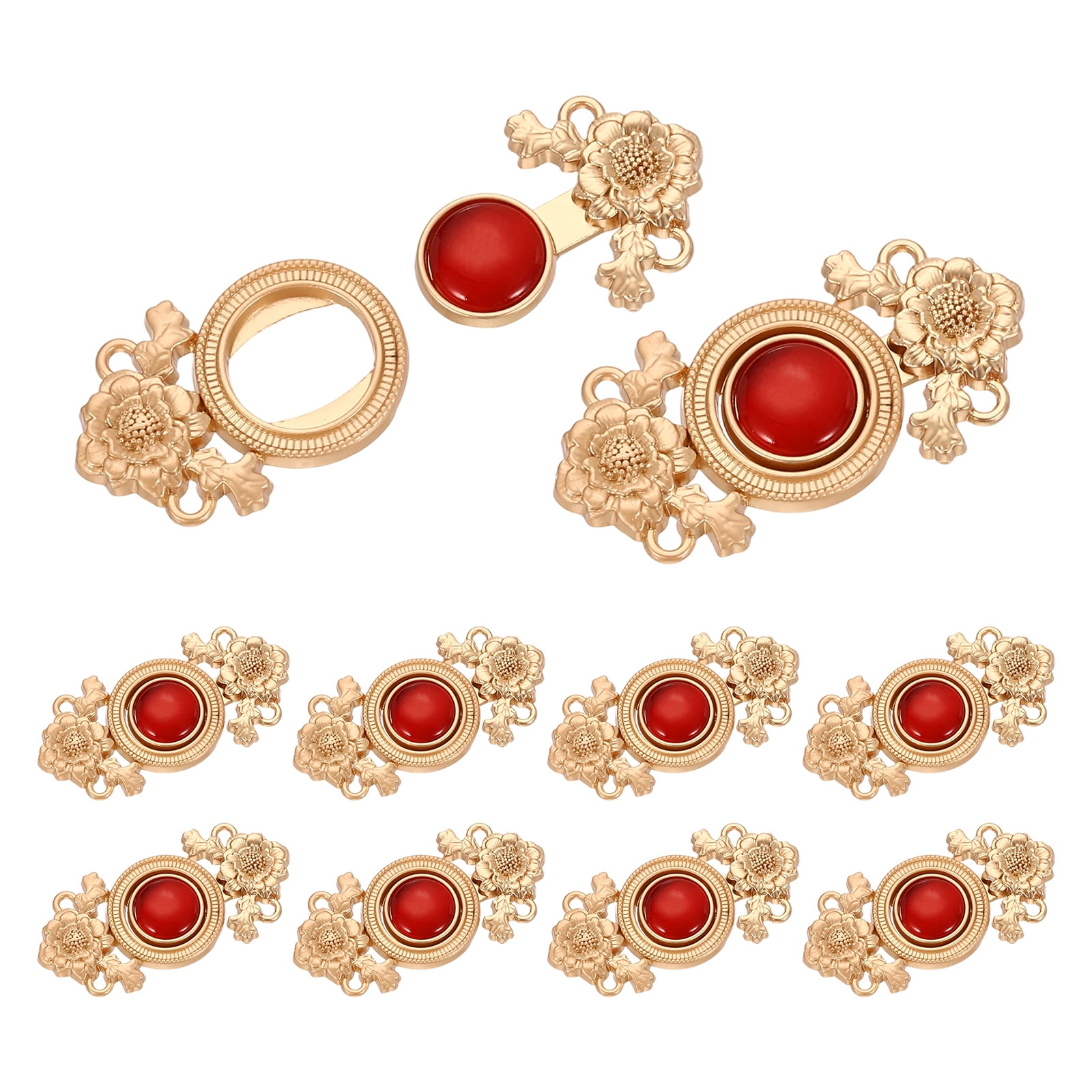 10Pack Vintage Sewing Button with Round Gems, Cloak Clasp Fasteners ...