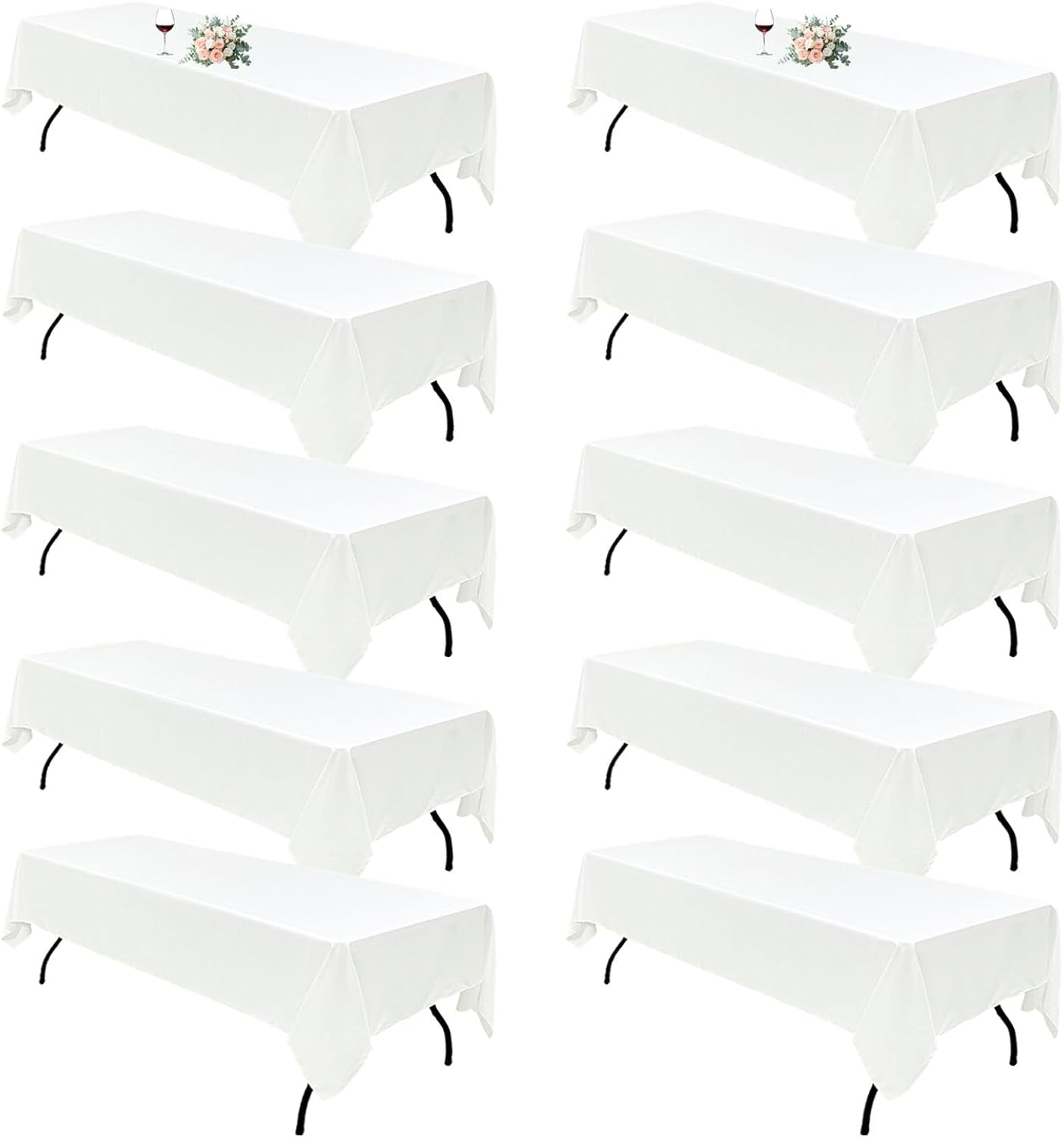 10Pack White Table Cloths for 8 Foot Rectangle Tables 60 x 126 Inch ...