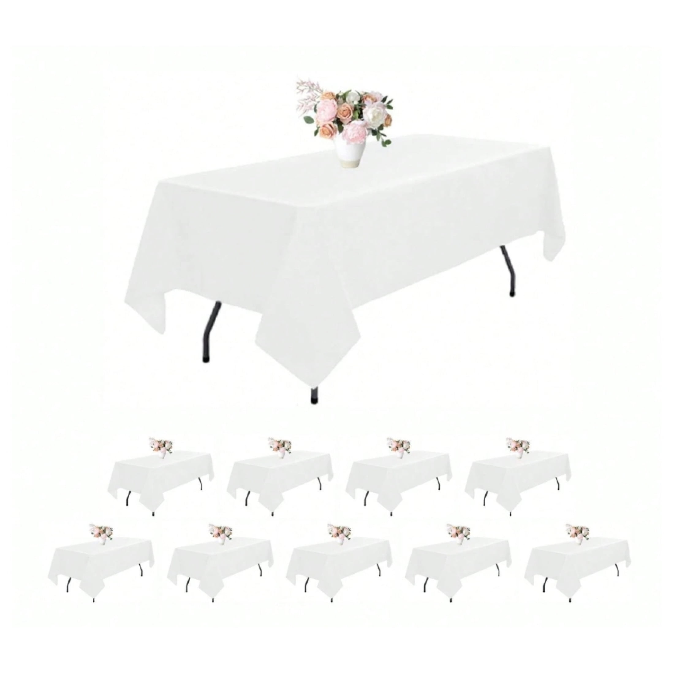 10Pack White Tablecloths For 6 Foot Rectangle Tables 60 X 102 Inch ...