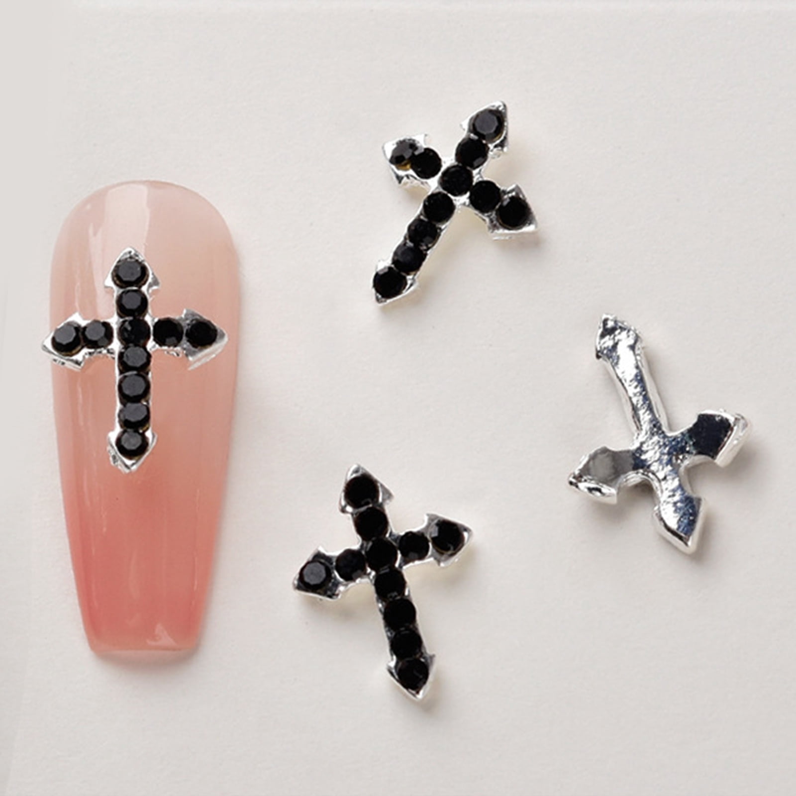 10Pack/set 3D Cross Nail Charms Alloy Cross Charms for Nail Cross Nail ...