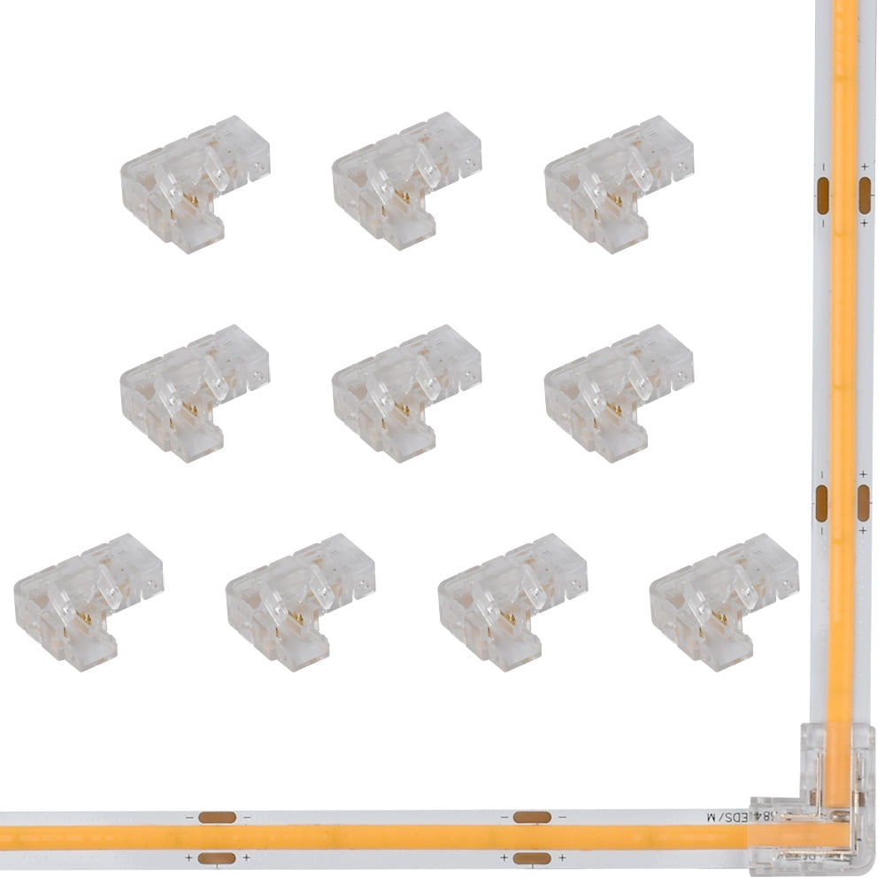10Packs 2-Pin 8mm COB Strip Corner Connector Unwired Clips Solderless ...
