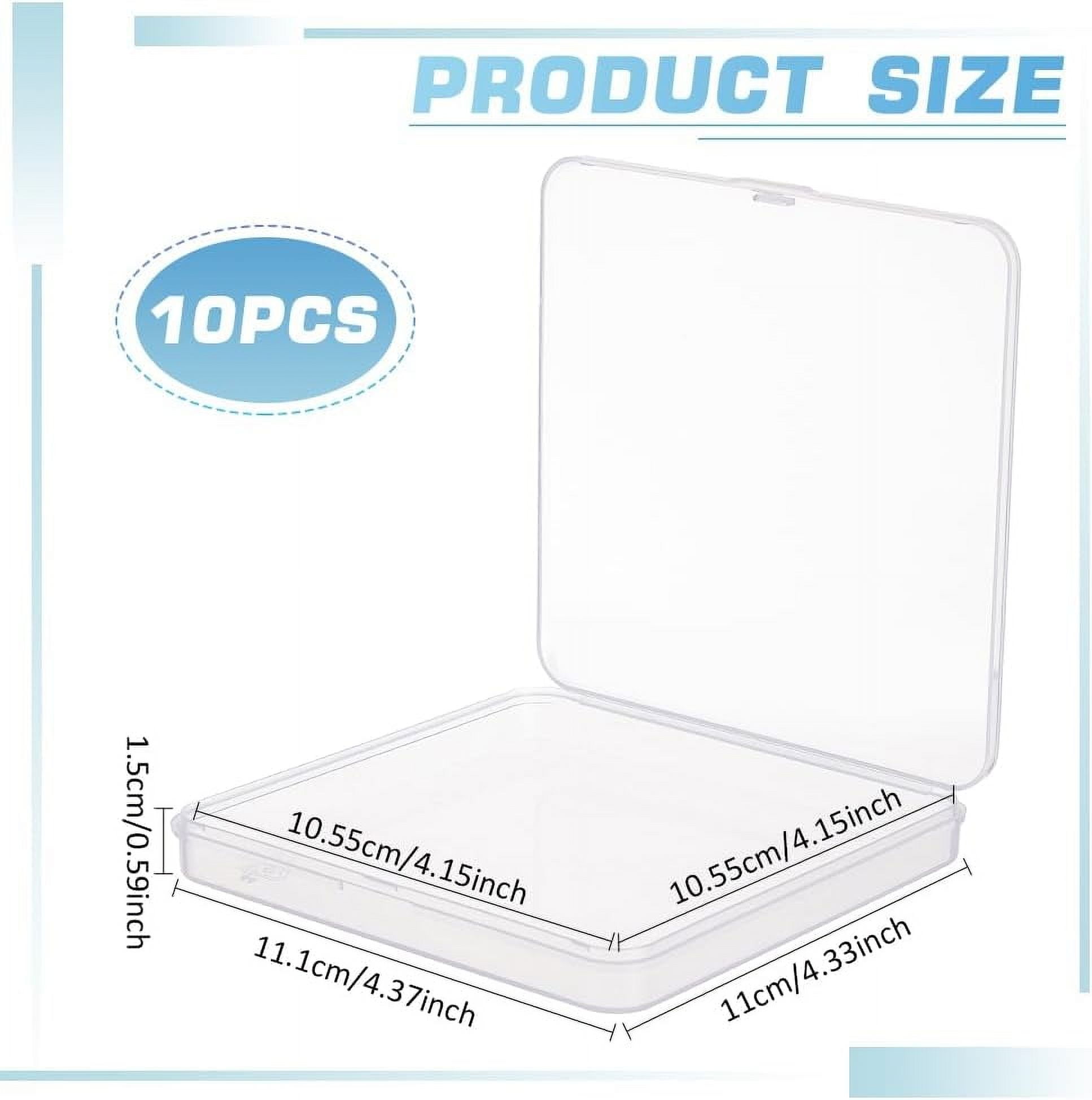 10Packs Square Plastic Storage Boxes 4.3x4.3x0.6inch Clear Bead Storage ...