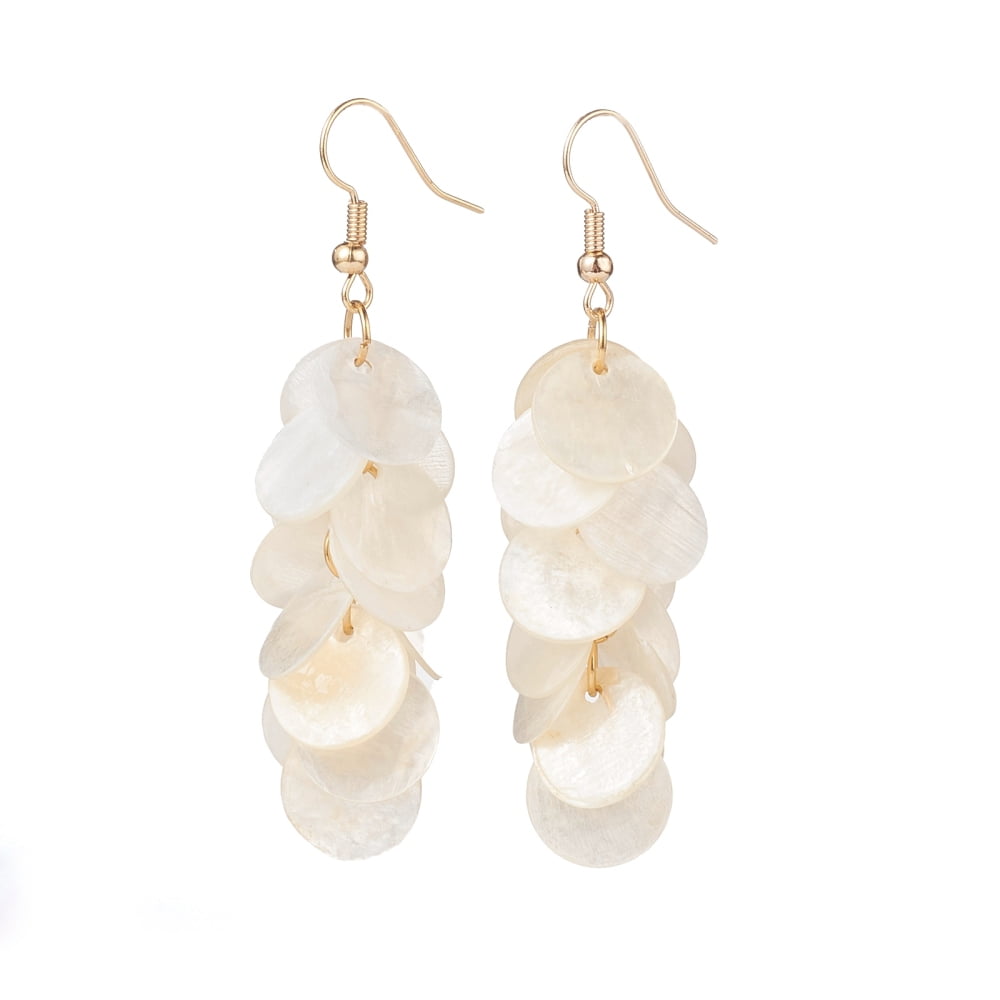 10Pair Natural Capiz Shell Cluster Earrings with Brass Earring Hooks ...