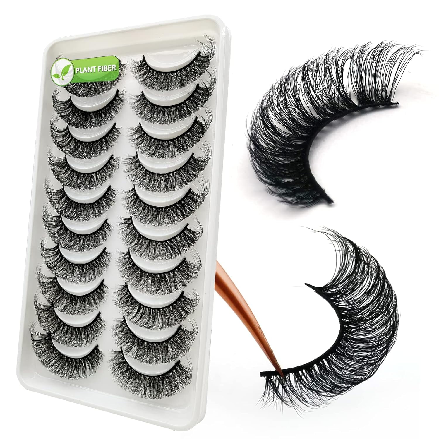 10Pairs 3d Russian, D Curl Lash Strips, 15mm Wispy Fake Lashes that ...