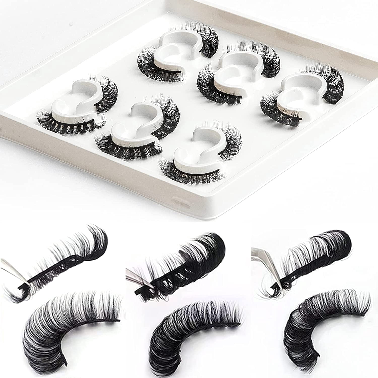 10Pairs 3d Russian, D Curl Lash Strips, 15mm Wispy Fake Lashes that Look Like Extensions ...