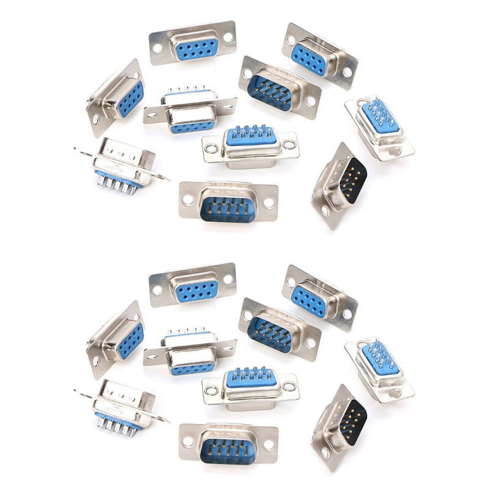 10Pairs Db9 Male and Female Rs232 9 Pin Wire Solder Serial Port Plug ...