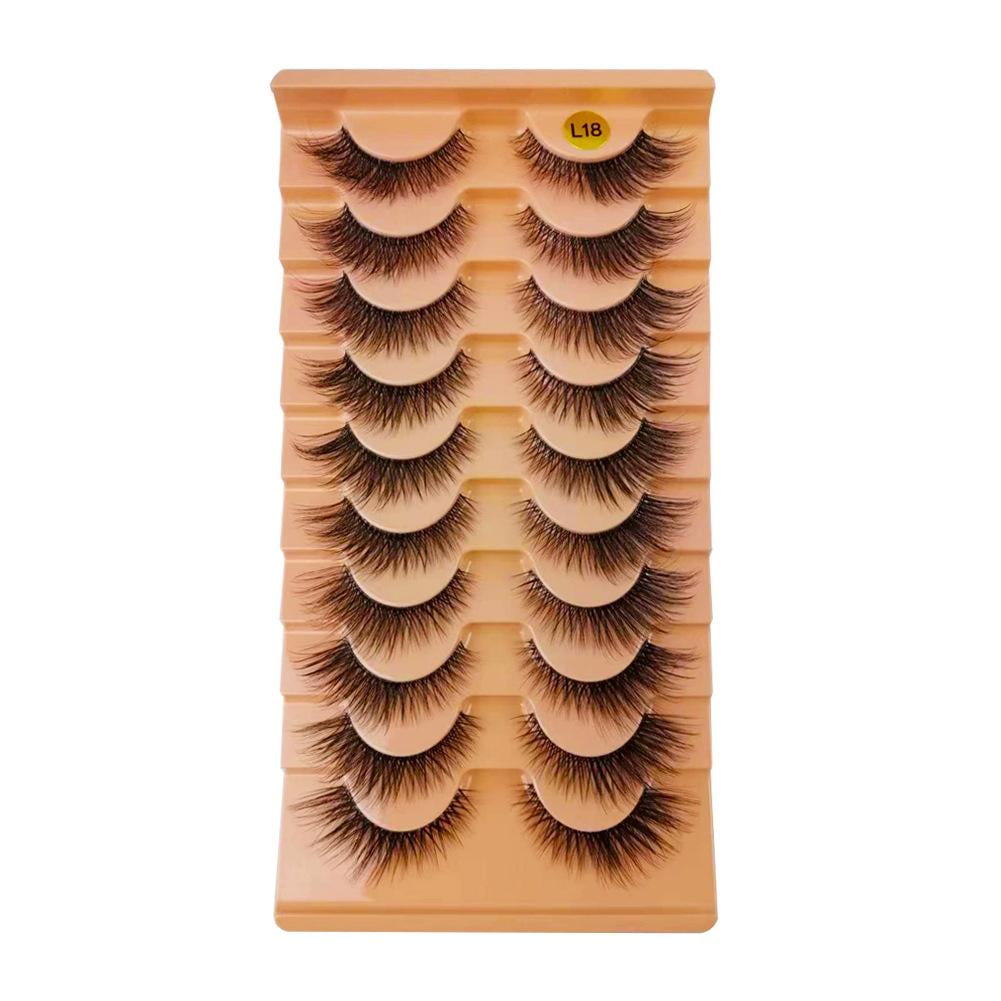 10Pairs Fluffy False Eyelashes Wispy Lashes 3D Volume Strip Lashes ...