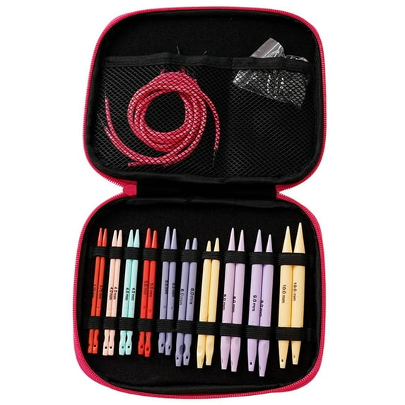 10Pairs Interchangeable Circular Knitting Needle Set with Zippered Case ...