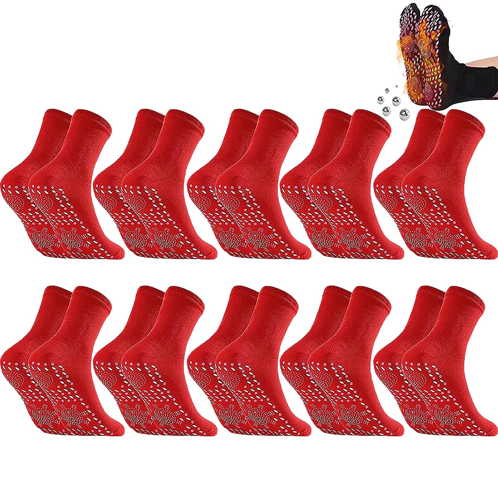 10Pairs Tourmaline Acupressure Self-Heating Shaping Socks, Tourmaline ...