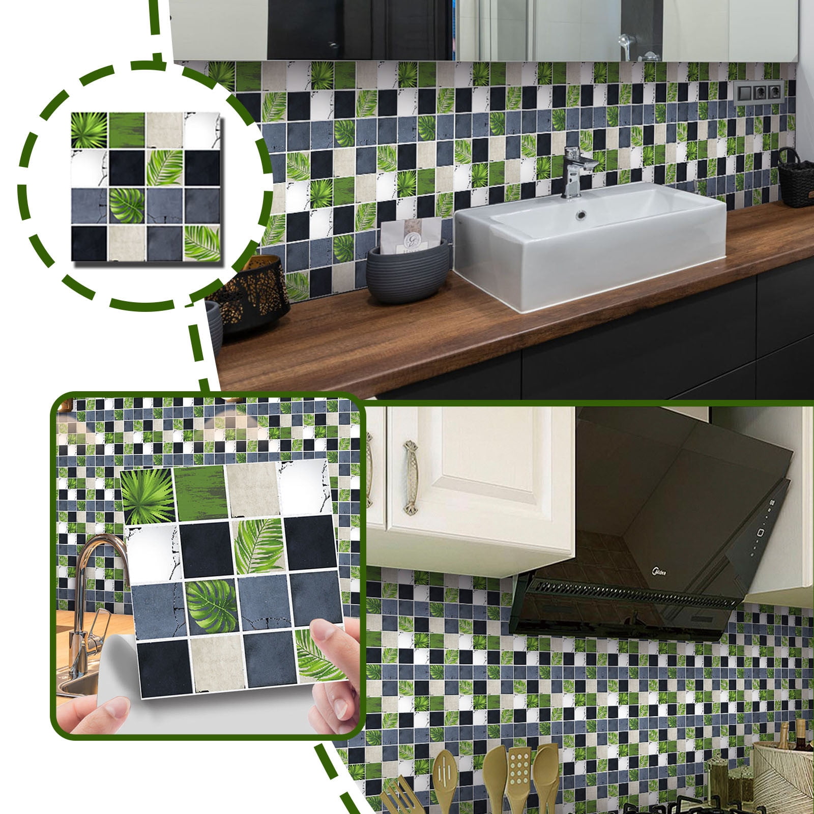 10Pc 3D Crystal Tile Stickers Diy Waterproof Self-Adhesive Wall ...