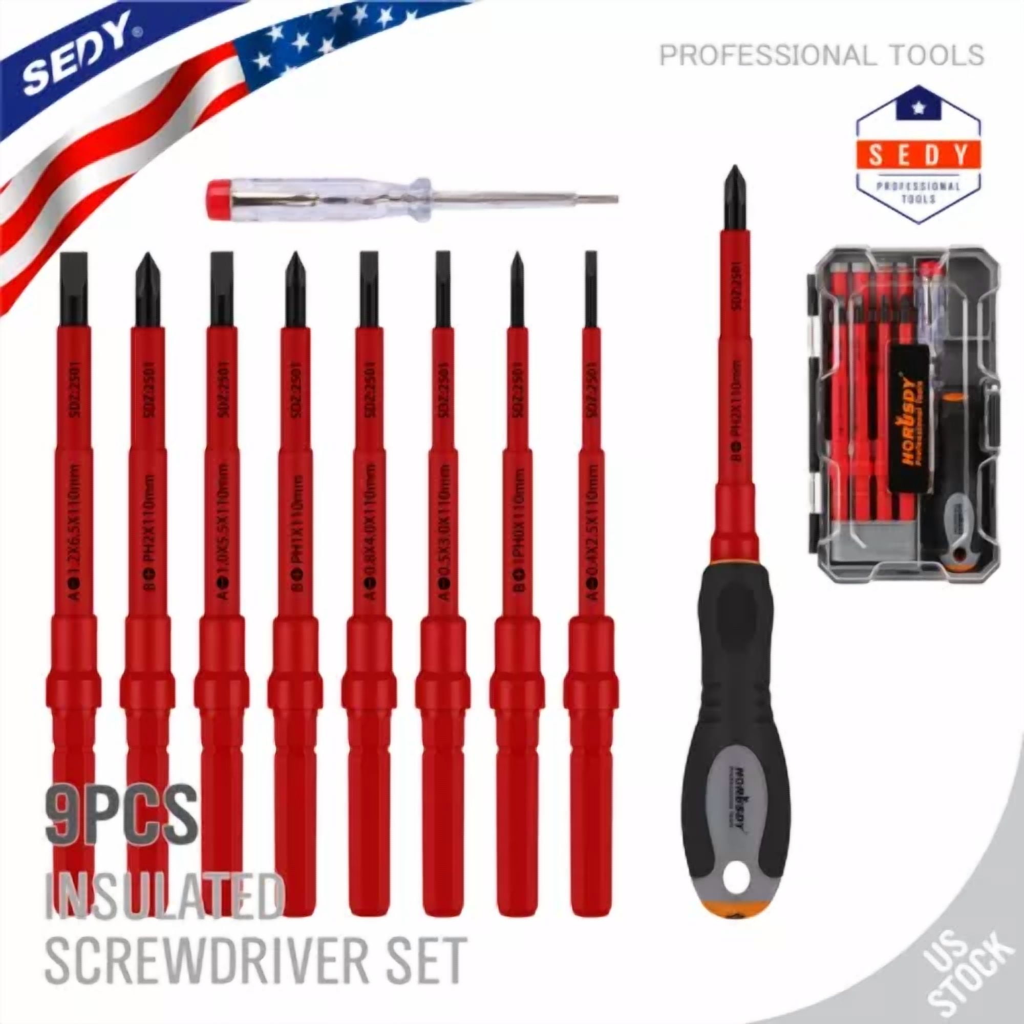 10Pc Electrician'S Insulated Magnetic Electrical Hand Screwdriver Tool ...