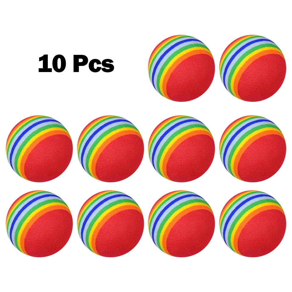 10Pc Golf Swing Training Foam Balls Indoor Practice For Rainbow Sponge ...