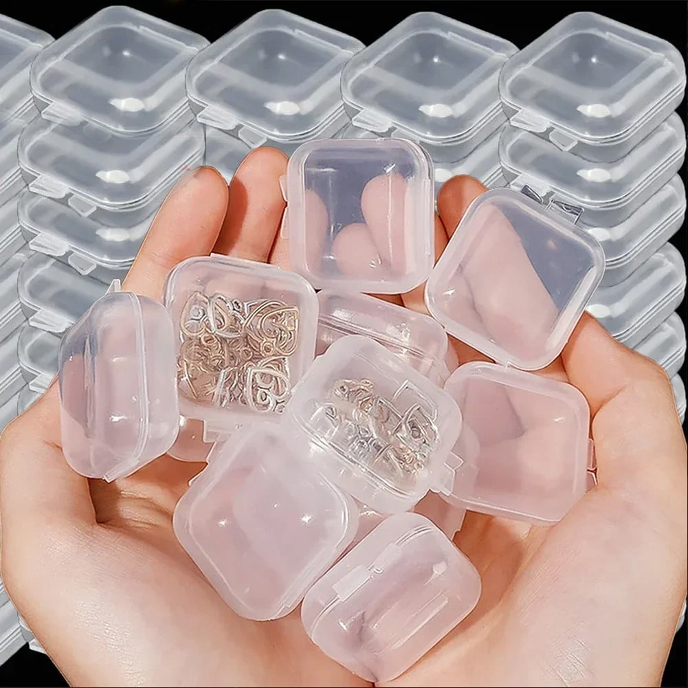 10Pc Mini Plastic Storage Box Transparent Square Organizer Box ...