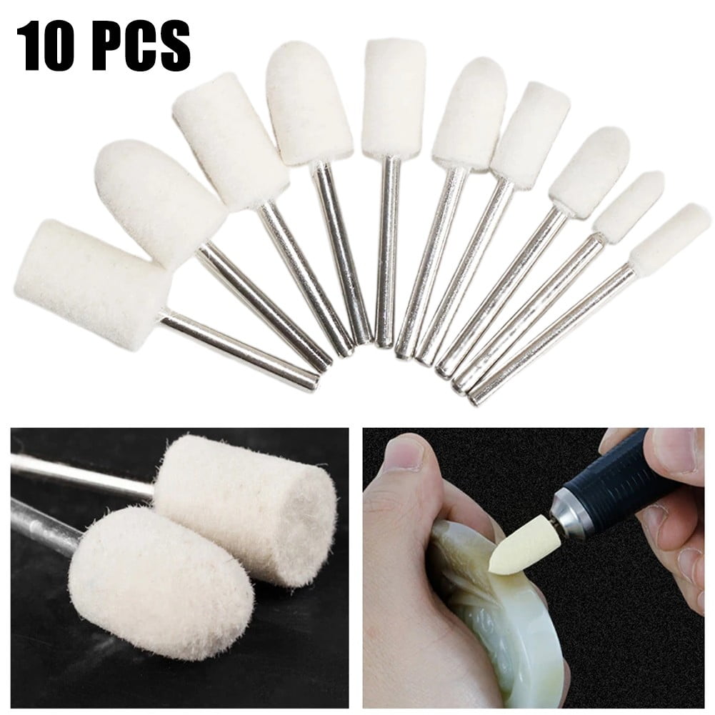 10Pc Wool Felt Mounted Polishing Buffing Wheel Od 3-20Mm Grinding Head ...