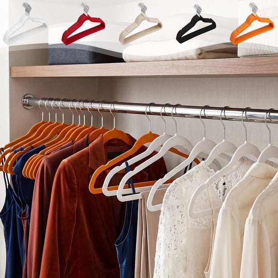 10Pcs 0.2In Thick Anti-Slip Velvet Hangers,Space-Saving Clothing Racks ...