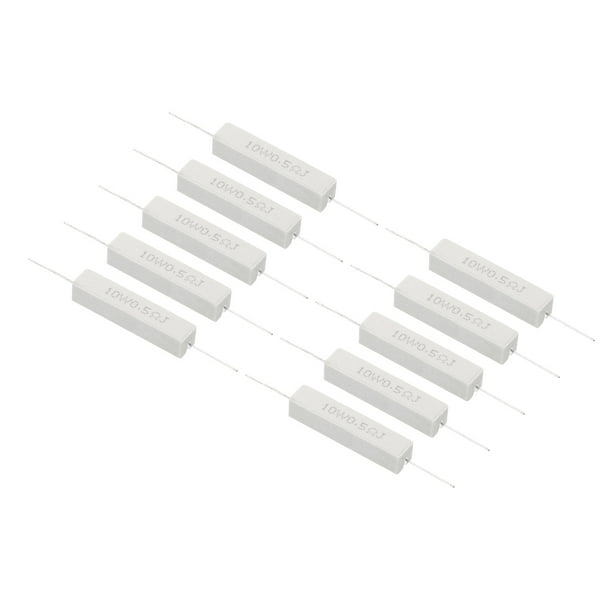 10Pcs 0.5 Ohm Resistors, 10W Ceramic Cement Resistor Power Cement ...
