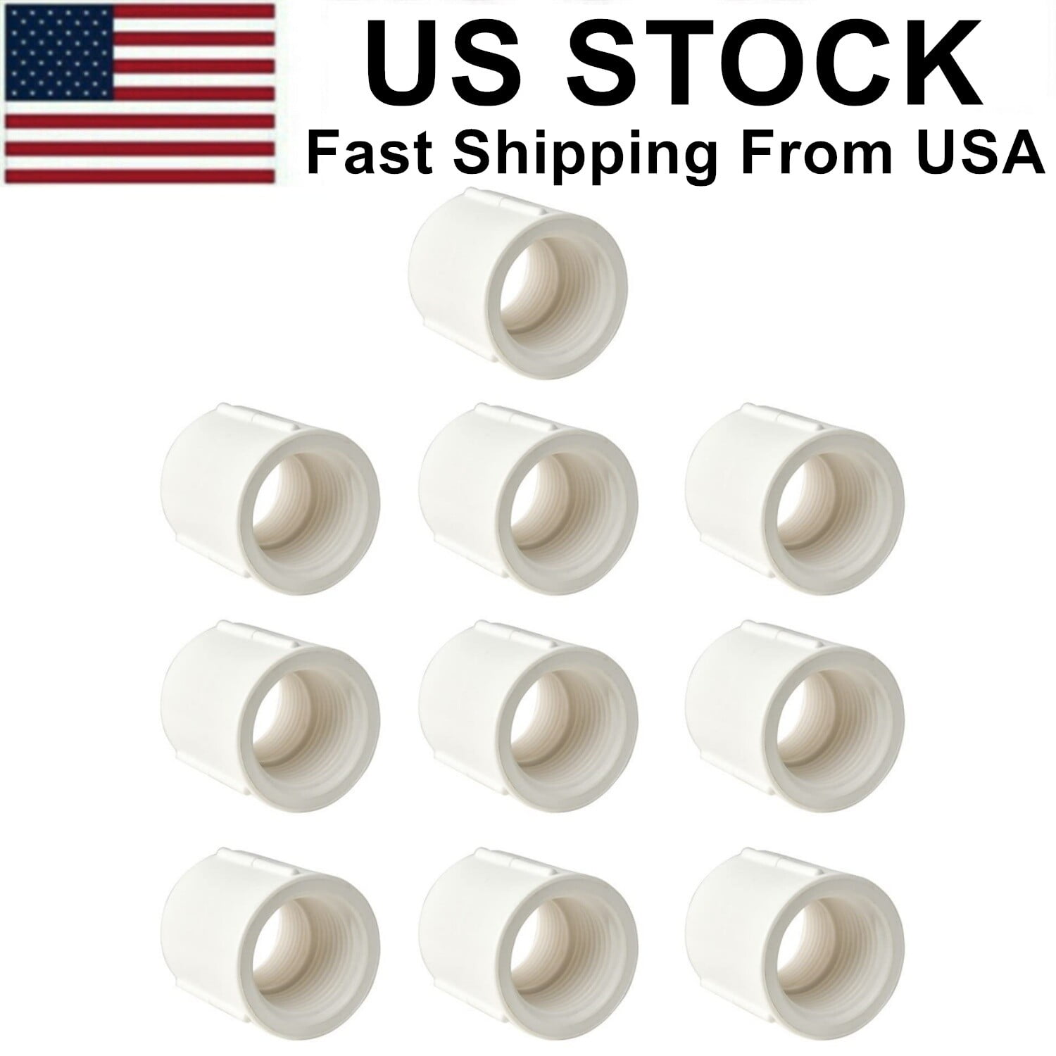 10Pcs 0.5Inch female to female threaded PVC Fitting pipe fitting Female ...