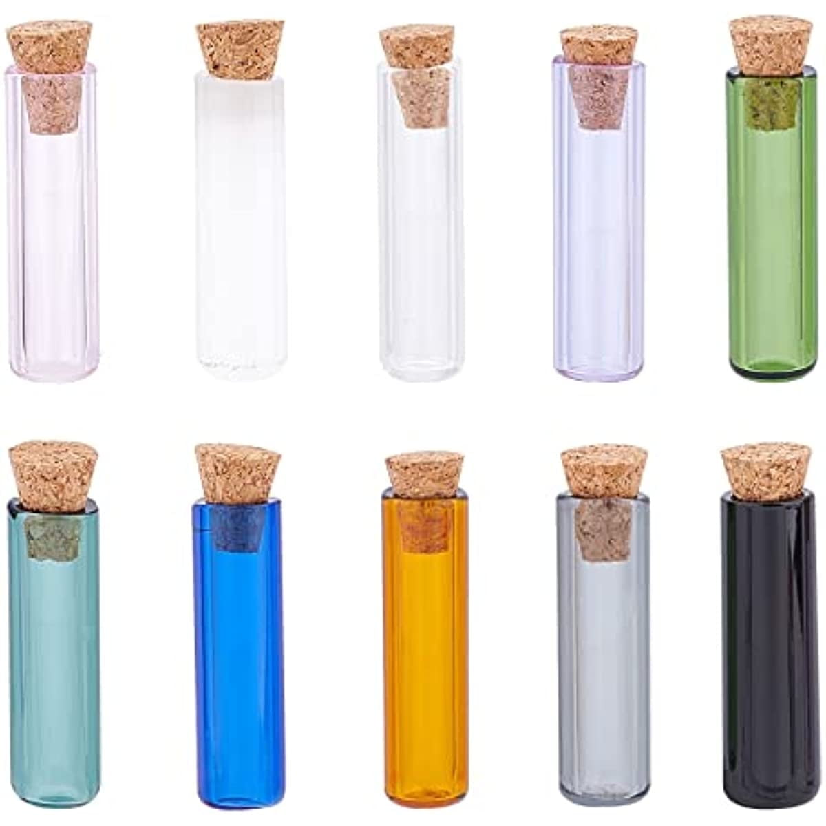 10Pcs 0.5ml 10 Colors Mini Glass Jars Bottles with Cork Stopper Tube ...