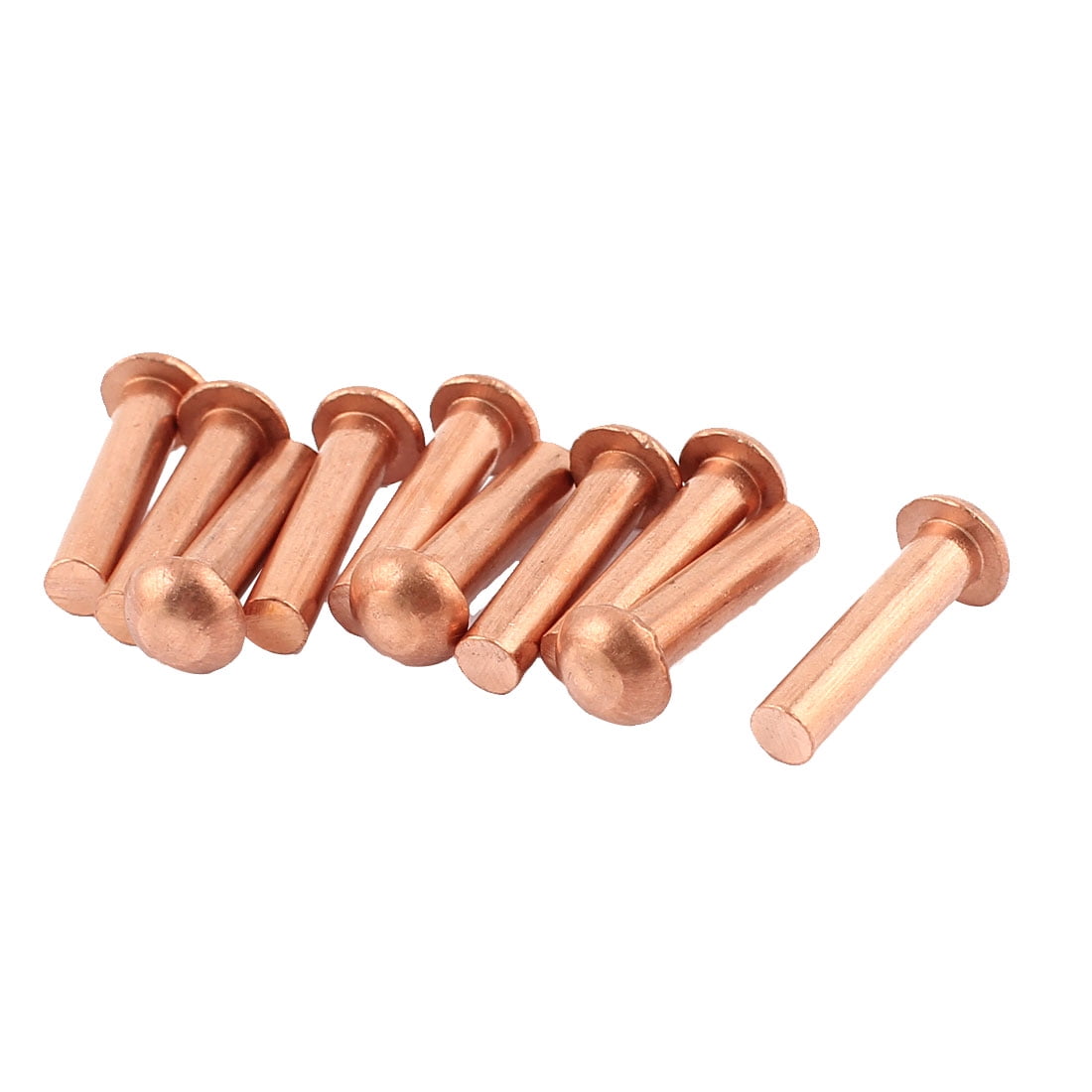 10Pcs 1/4" Diameter 1" L Shank Copper Round Head Solid Rivets Fasteners ...