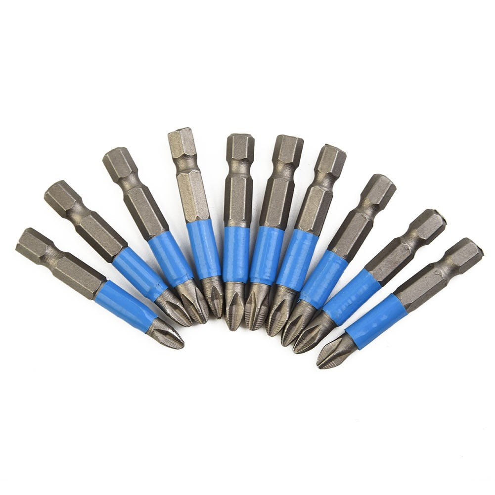 10Pcs 1/4\" Hex Shank Anti Slip PH2 Magnetic Impact Screwdriver Drill ...