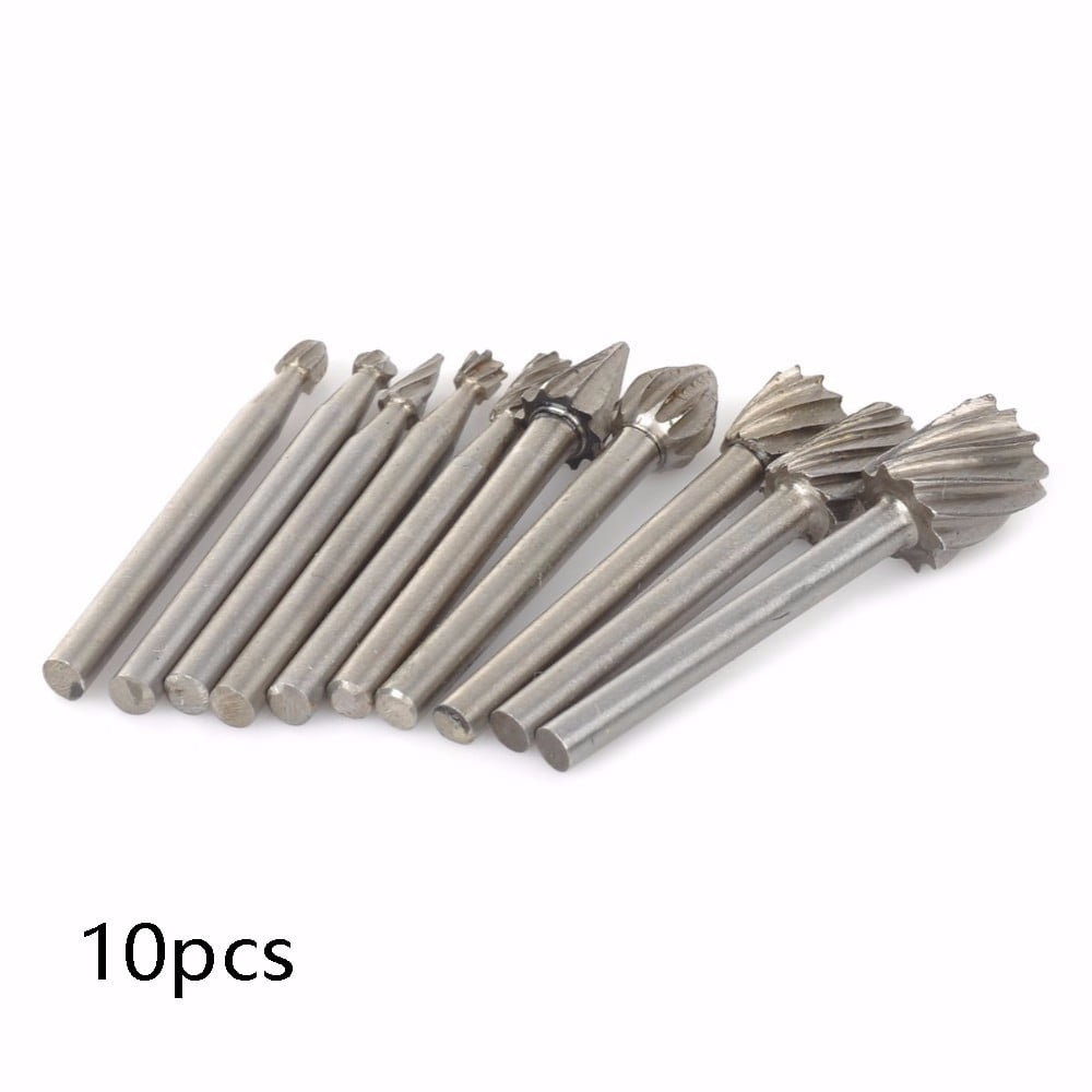 10pcs 1/8 HSS Router Drill Bits Set Rotary Burrs Tool Wood Metal ...