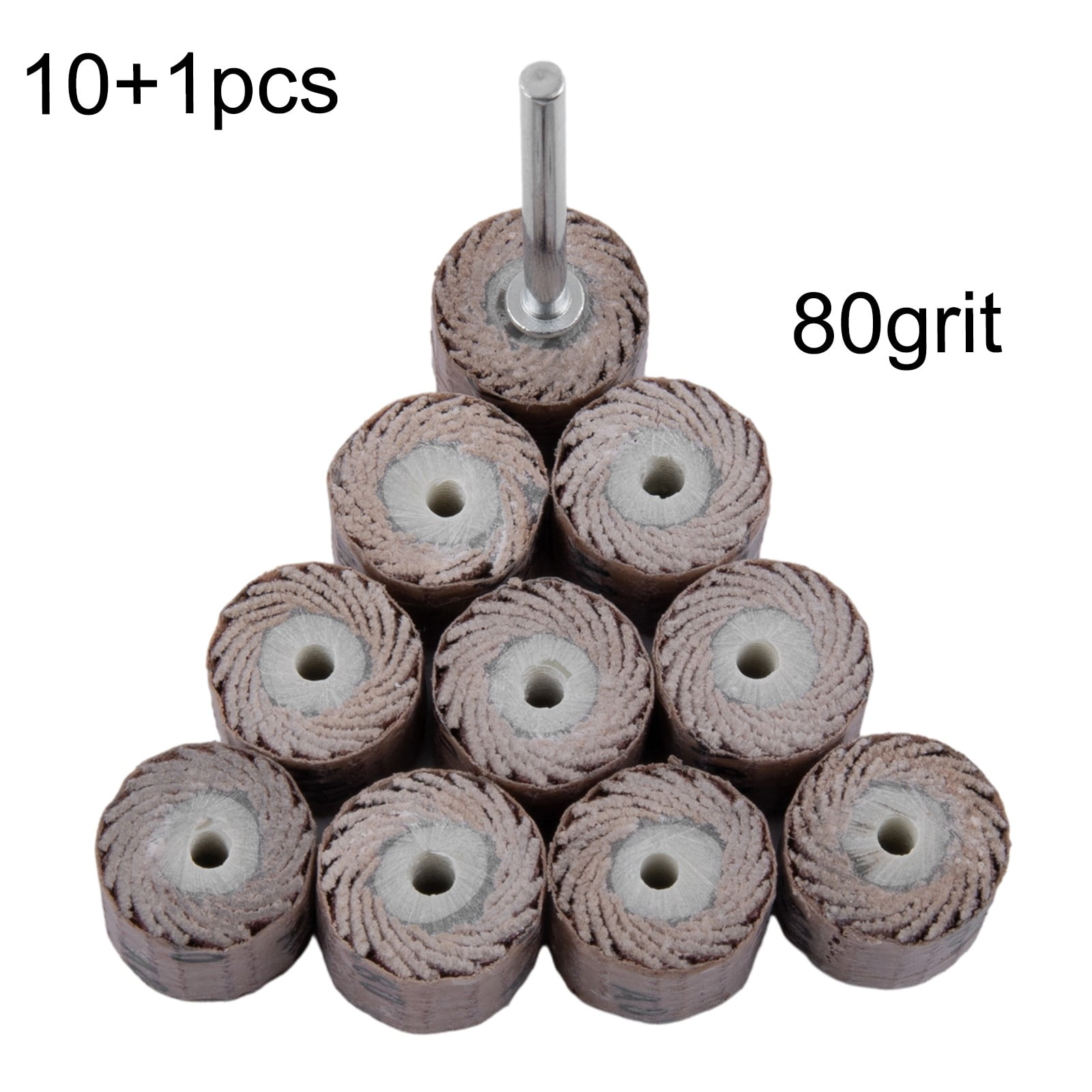 10pcs +1 Mandrel Flap Wheel Disc Sanding Drill Abrasive Sandpaper 80 ...