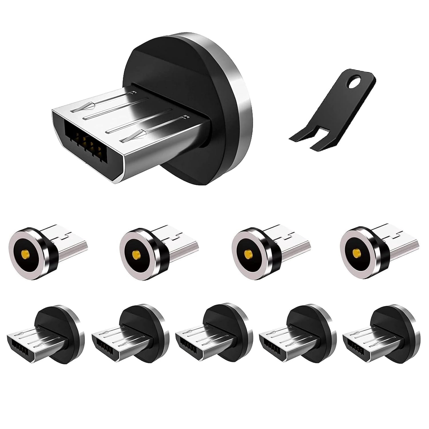 10Pcs 1-Pin Magnetic Connector Tips Head for Micro USB Android Devices ...