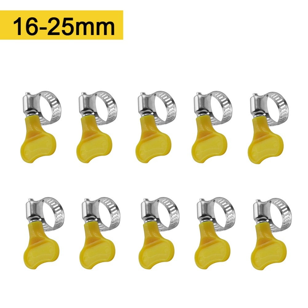 10Pcs 10-38Mm Adjustable Yellow Plastic Handle Hand Wriggle Hose Clamp ...