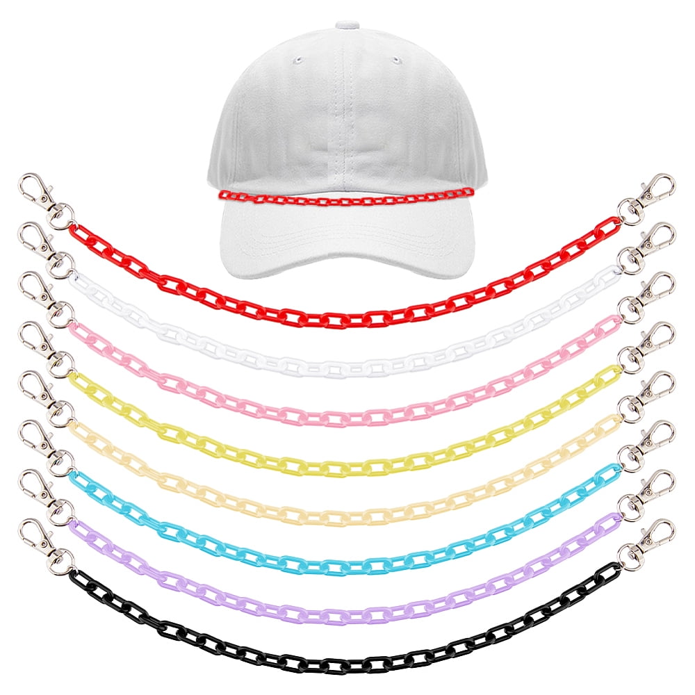 10Pcs 10 Colors Acrylic Link Baseball Cap Chain with Alloy Lobster Claw ...