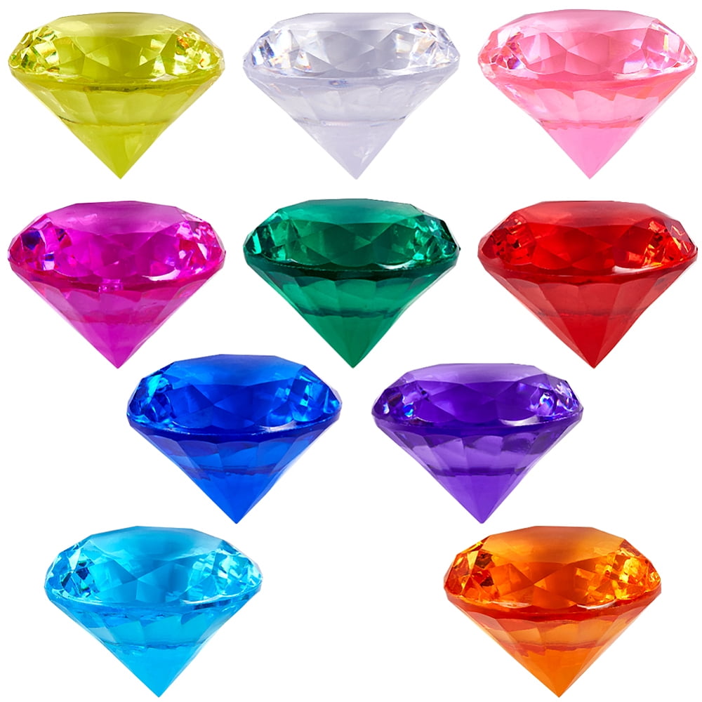 10Pcs 10 Colors Colorful Plastic Diamonds Large Diamonds Gems Big 40mm ...