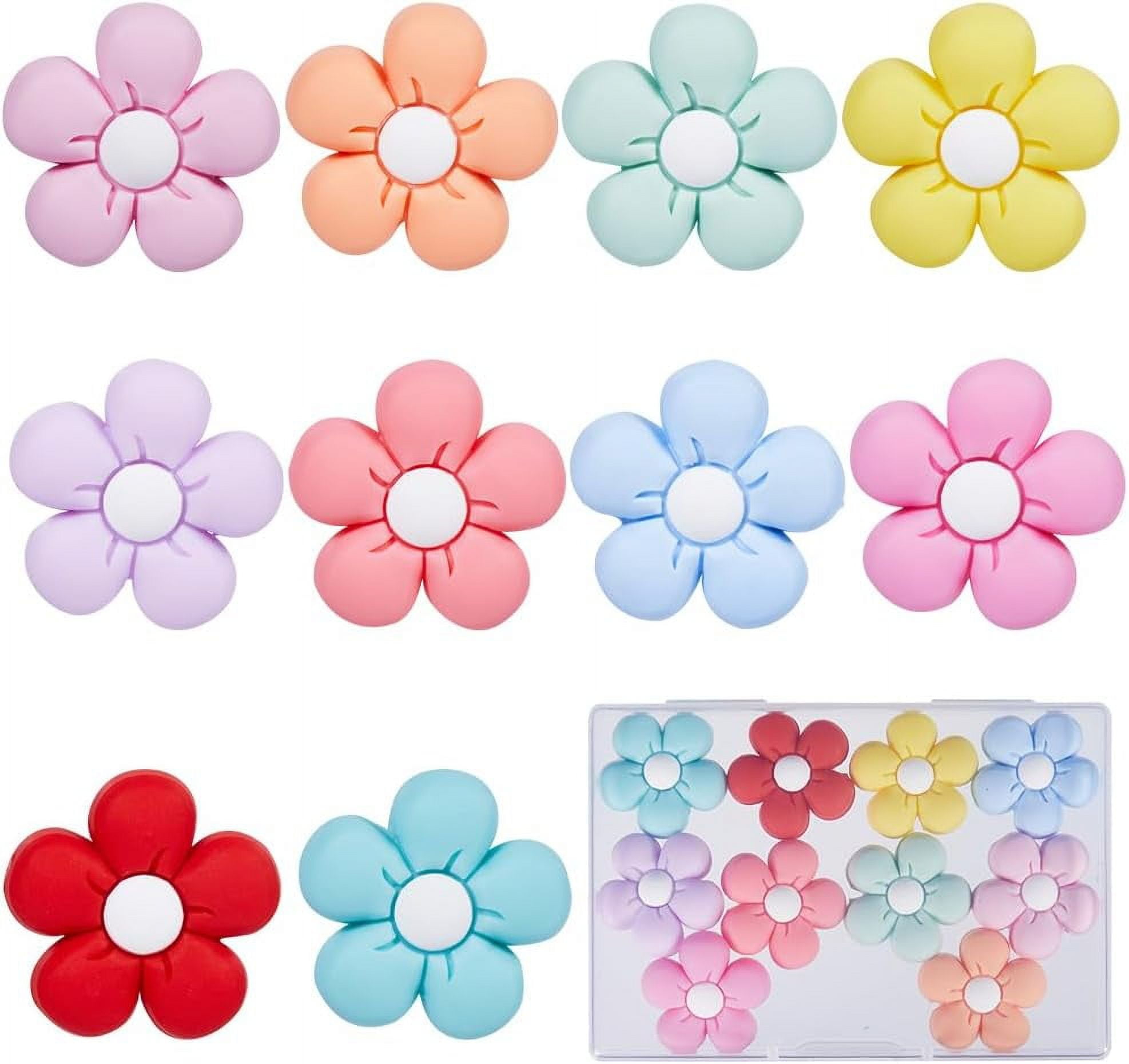 10Pcs 10 Colors Food Grade Eco-Friendly Focal Beads Flower Mixed Color ...