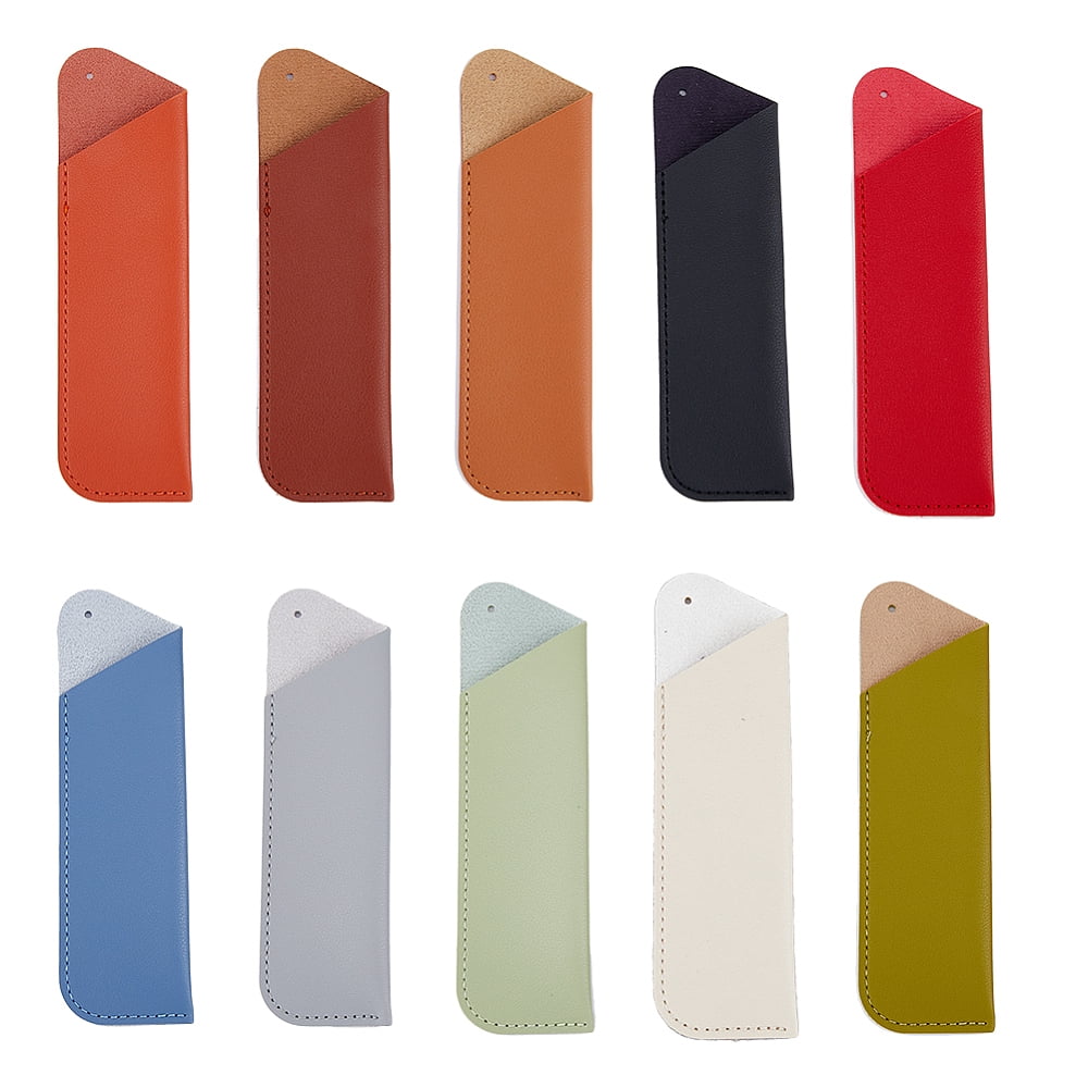 10Pcs 10 Colors PU Imitation Leather Pen Case Holder Protective Pen ...