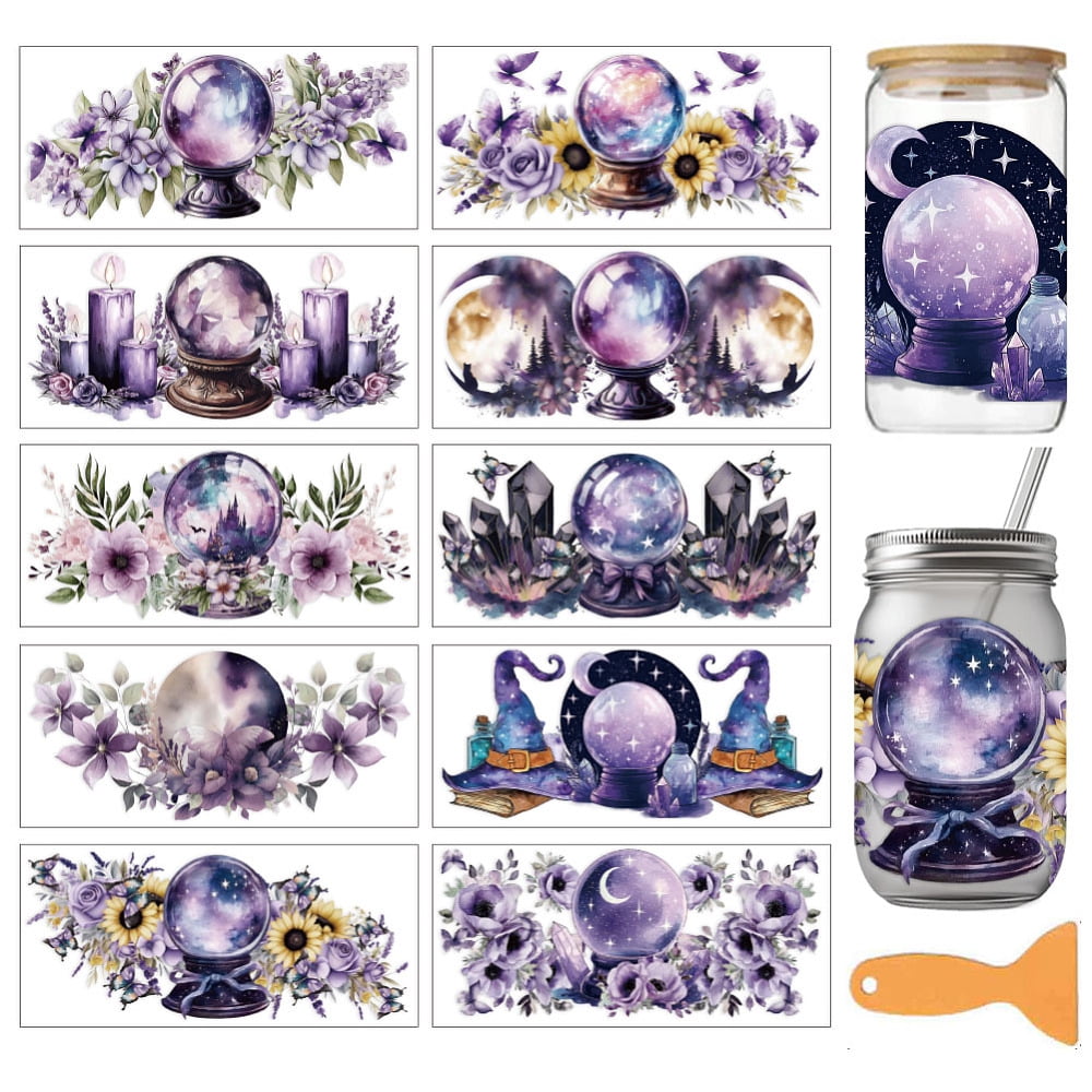 10Pcs 10 Styles PVC DIY Heat Transfer Paper for UV Sublimation Cup Ball ...