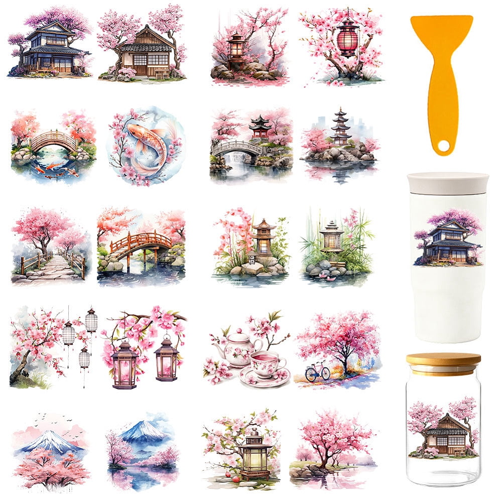 10Pcs 10 Styles PVC DIY Heat Transfer Paper for UV Sublimation Cup ...