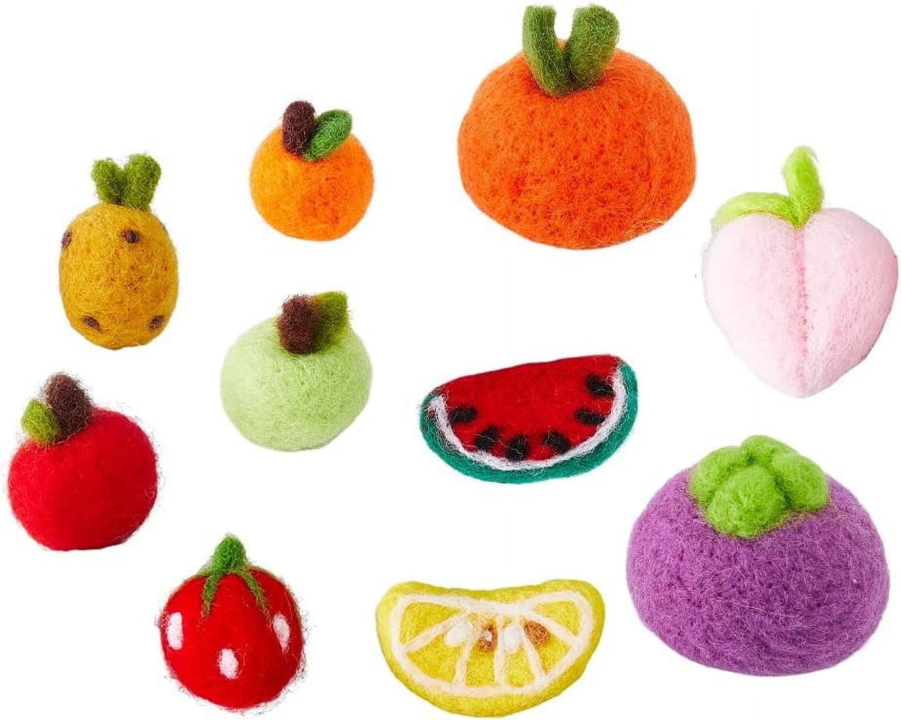 10Pcs 10 Styles Wool Felt Fruit Orange Pineapples Watermelon Lemon ...