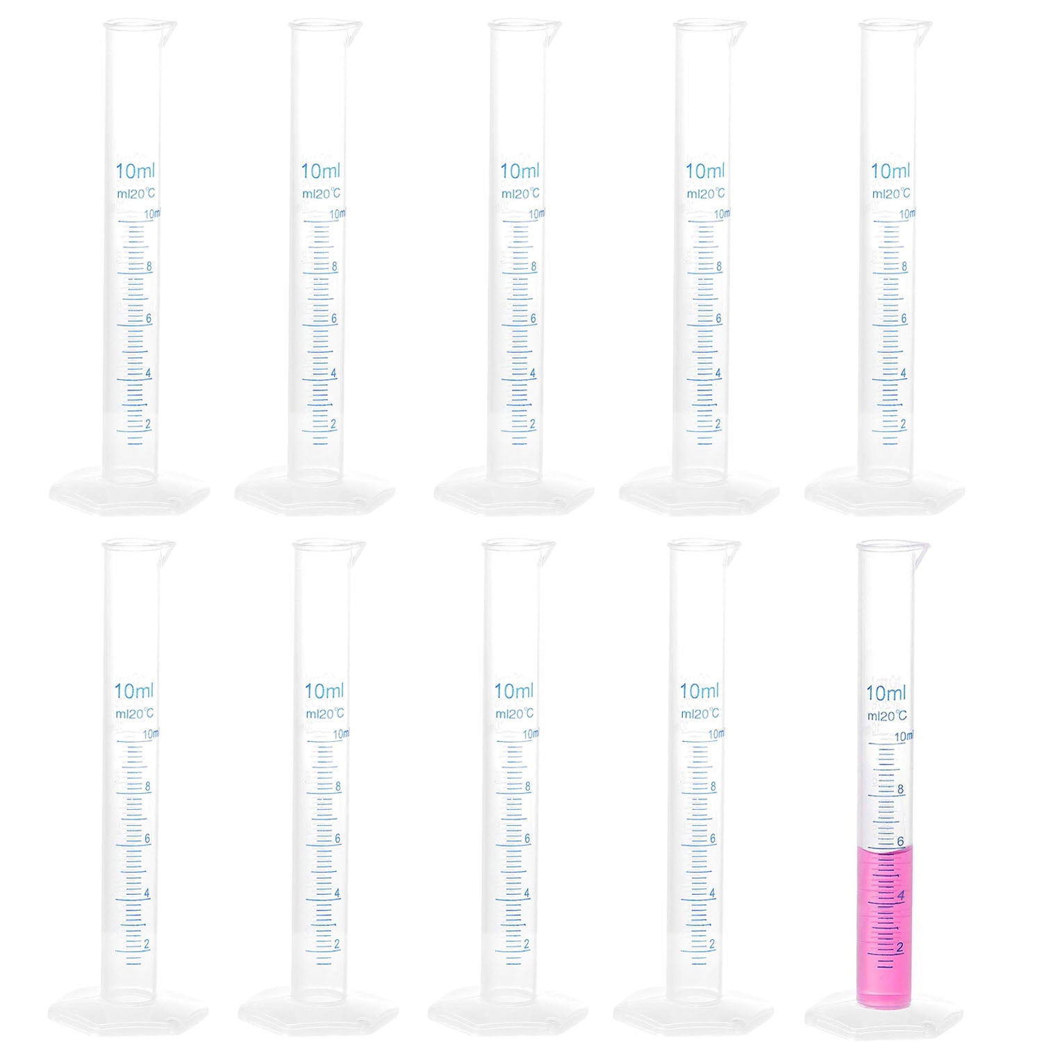 10Pcs 10ml Plastic Graduated Cylinker, Measuring Cylinder Graduated ...