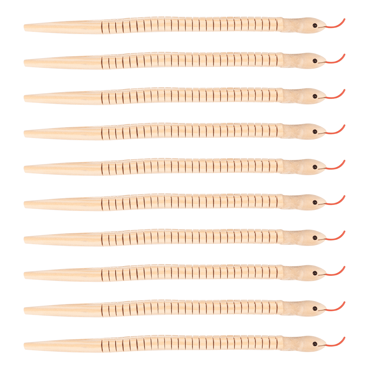 10Pcs 12 Inch Unfinished Wooden Wiggly Snakes Jointed Flexible Snake ...