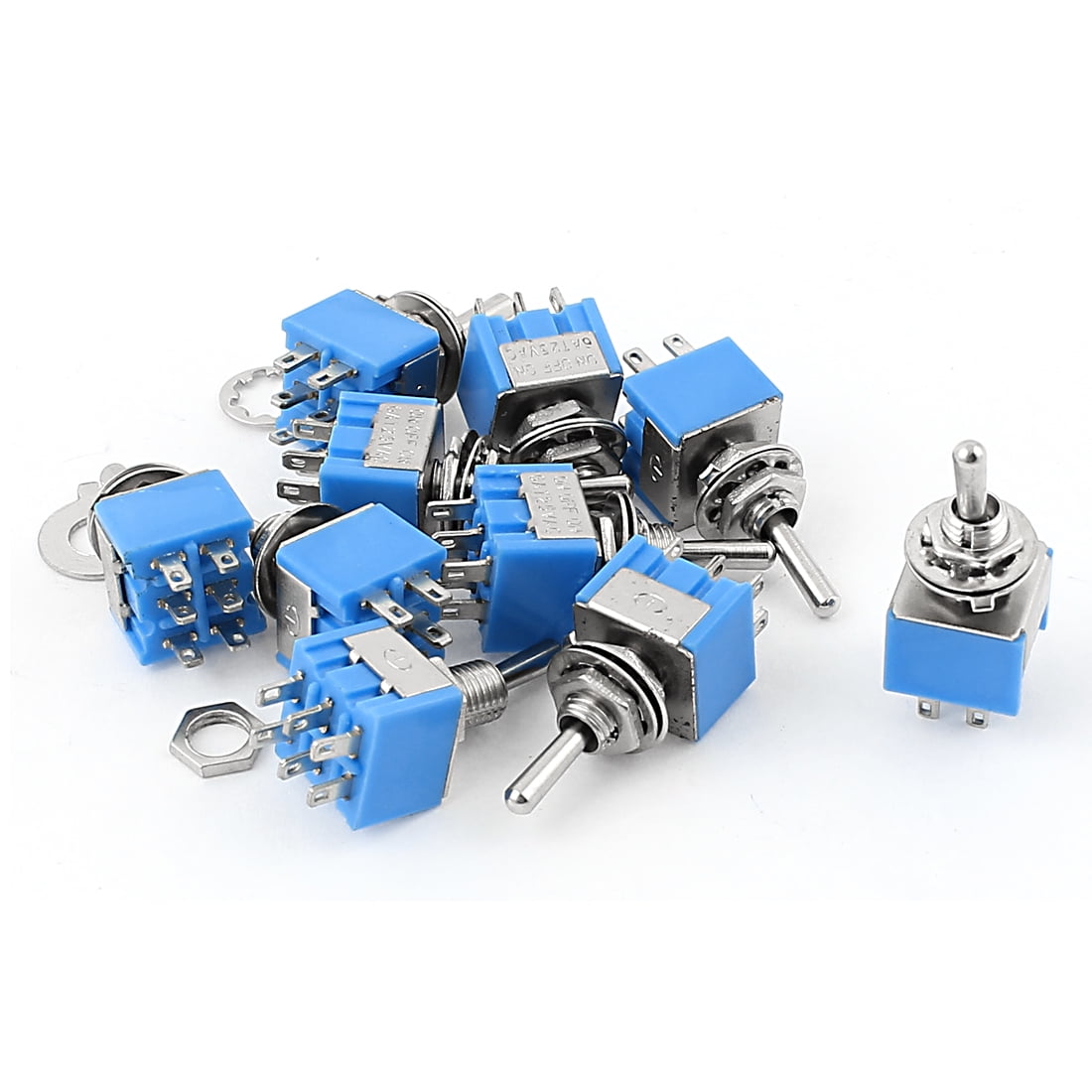 10Pcs 125V 6A 6Pin ON-OFF-ON DPDT Latching Toggle Switch 6mm - Walmart.com