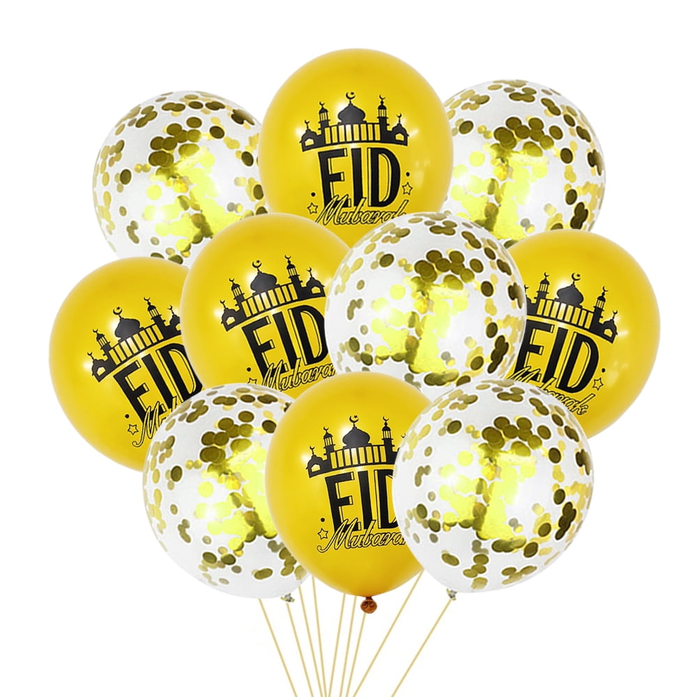 10Pcs 12Inch Eid Mubarak Latex Balloons Ramadan Decoration 2025 Gold ...