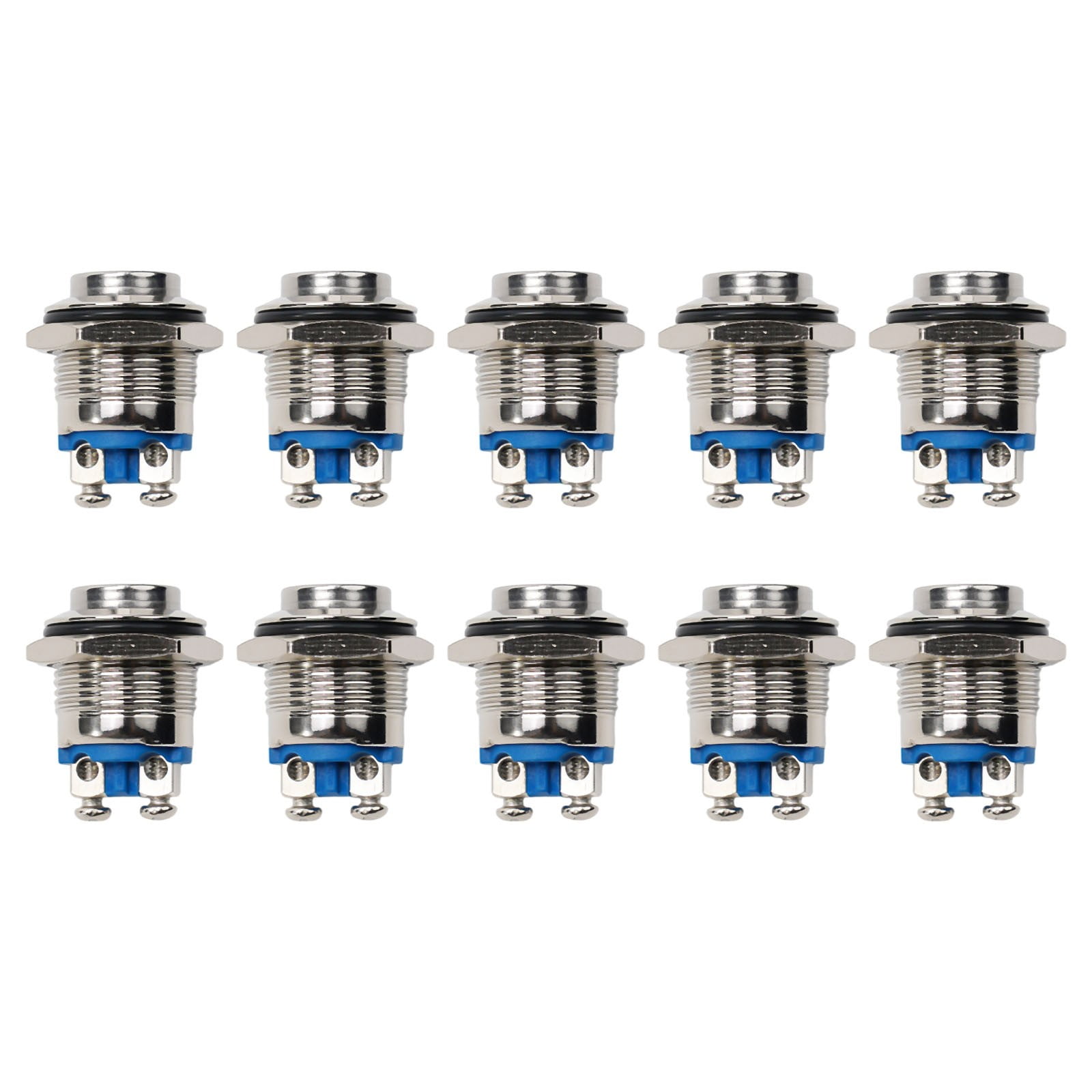 10Pcs 12V 16Mm Metal Waterproof Push Button Momentary On Off Switch ...
