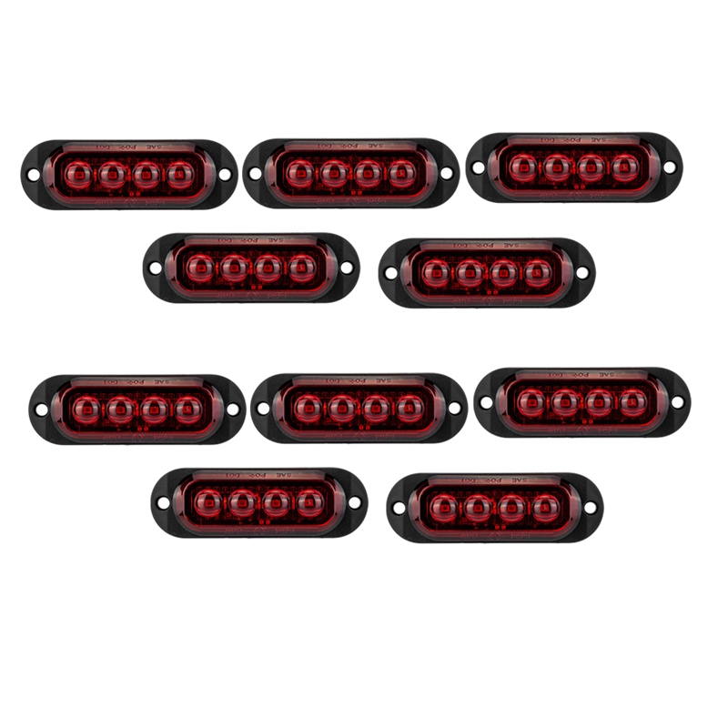 10Pcs 12V-24V 4LED Car Side Marker Lights Turn Signal Lights Side ...