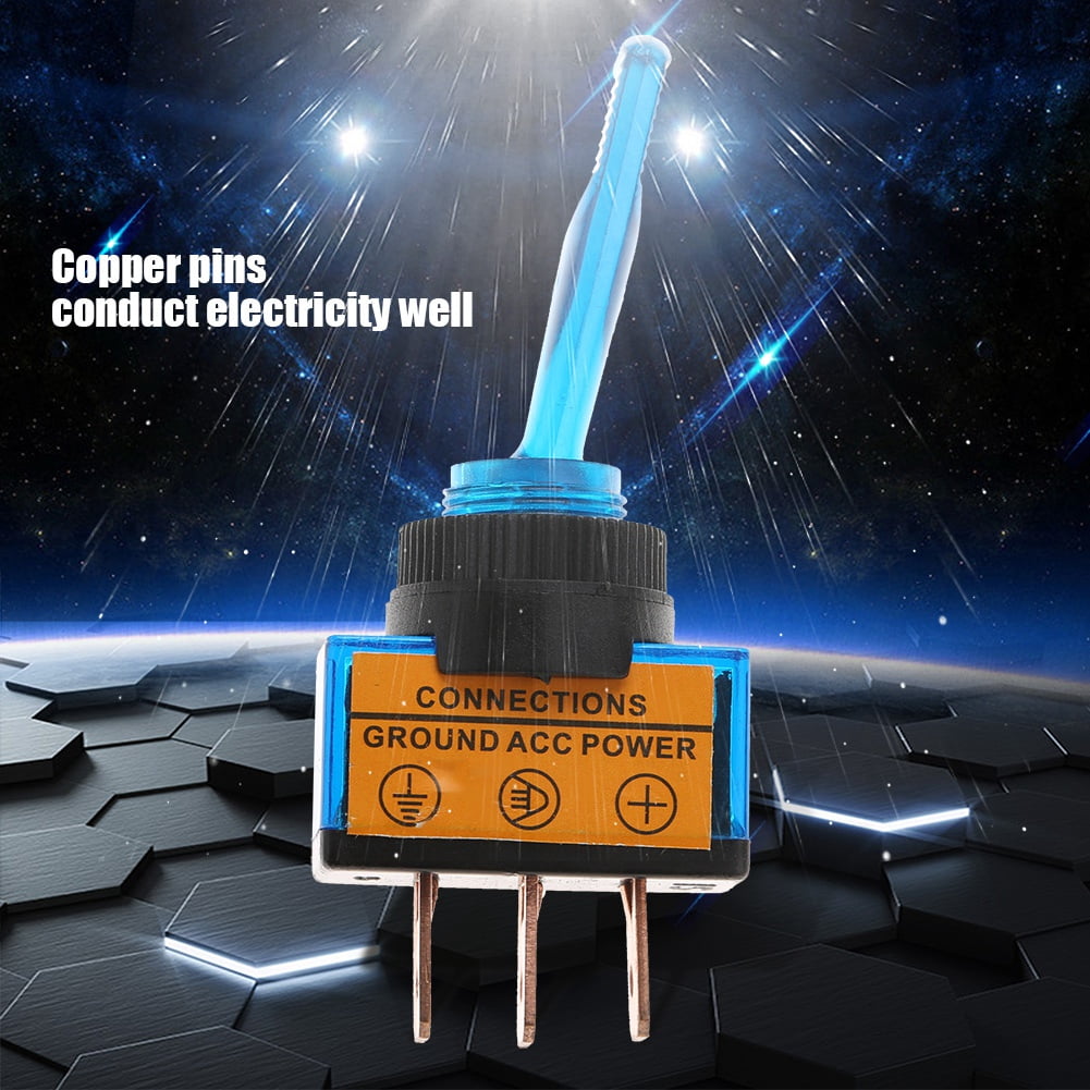 10Pcs 12VDC 20A LED Toggle Switch Long Handle 3-Pin 12mm ASW-13D (Blue ...